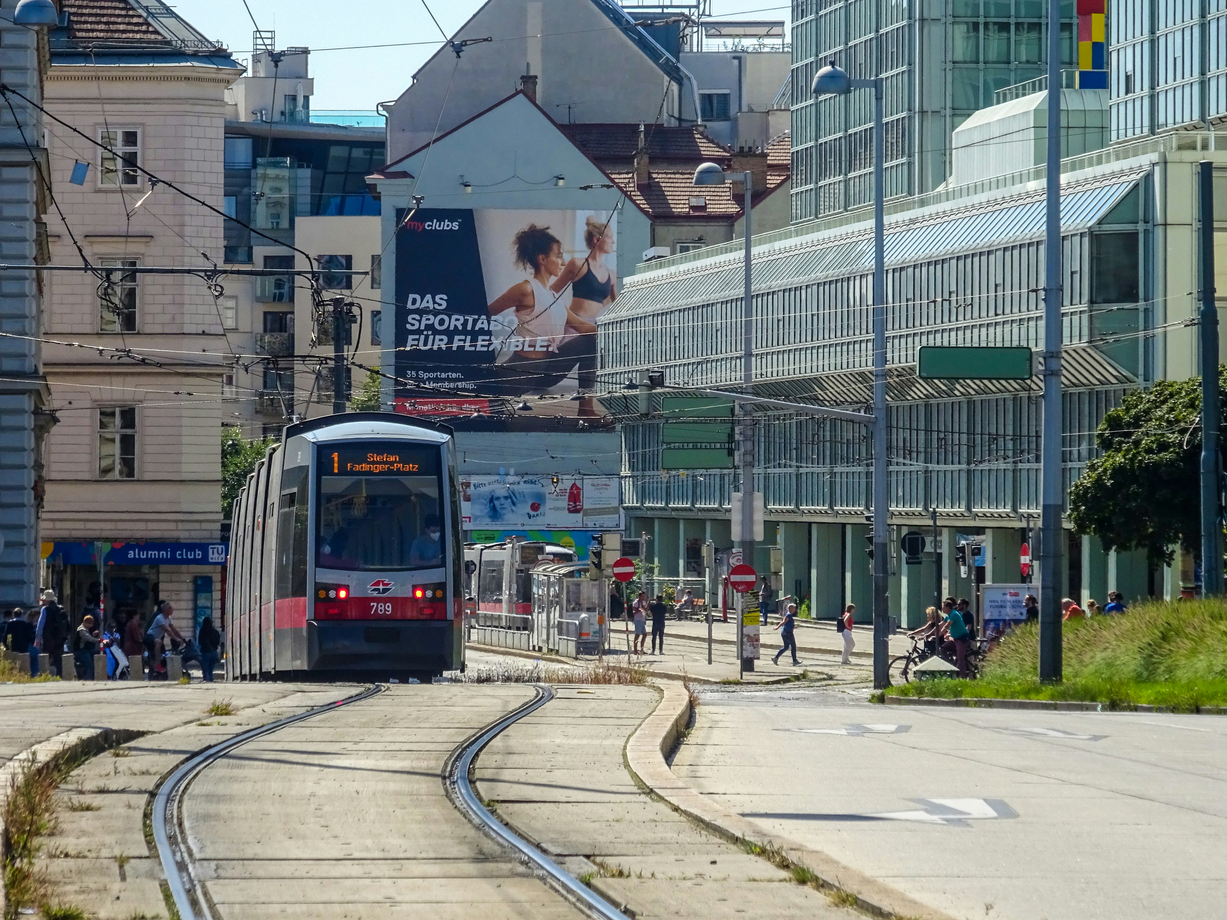 Tram Tracks Through a City Corridor