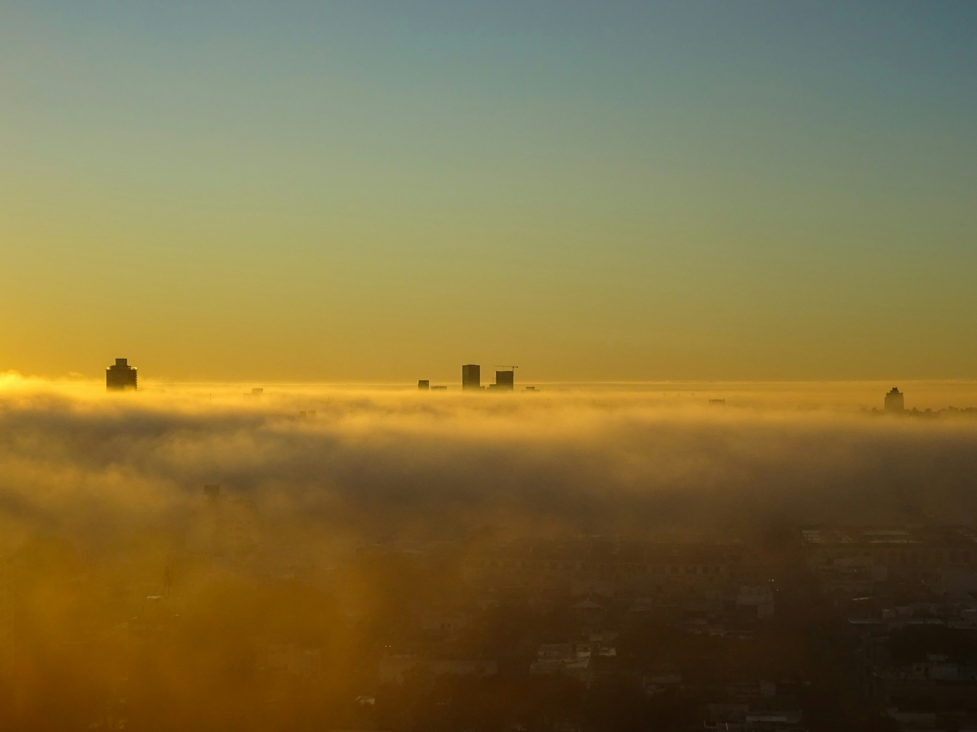 Dawn Above the Mist: City Silhouettes Kissed by Sunrise