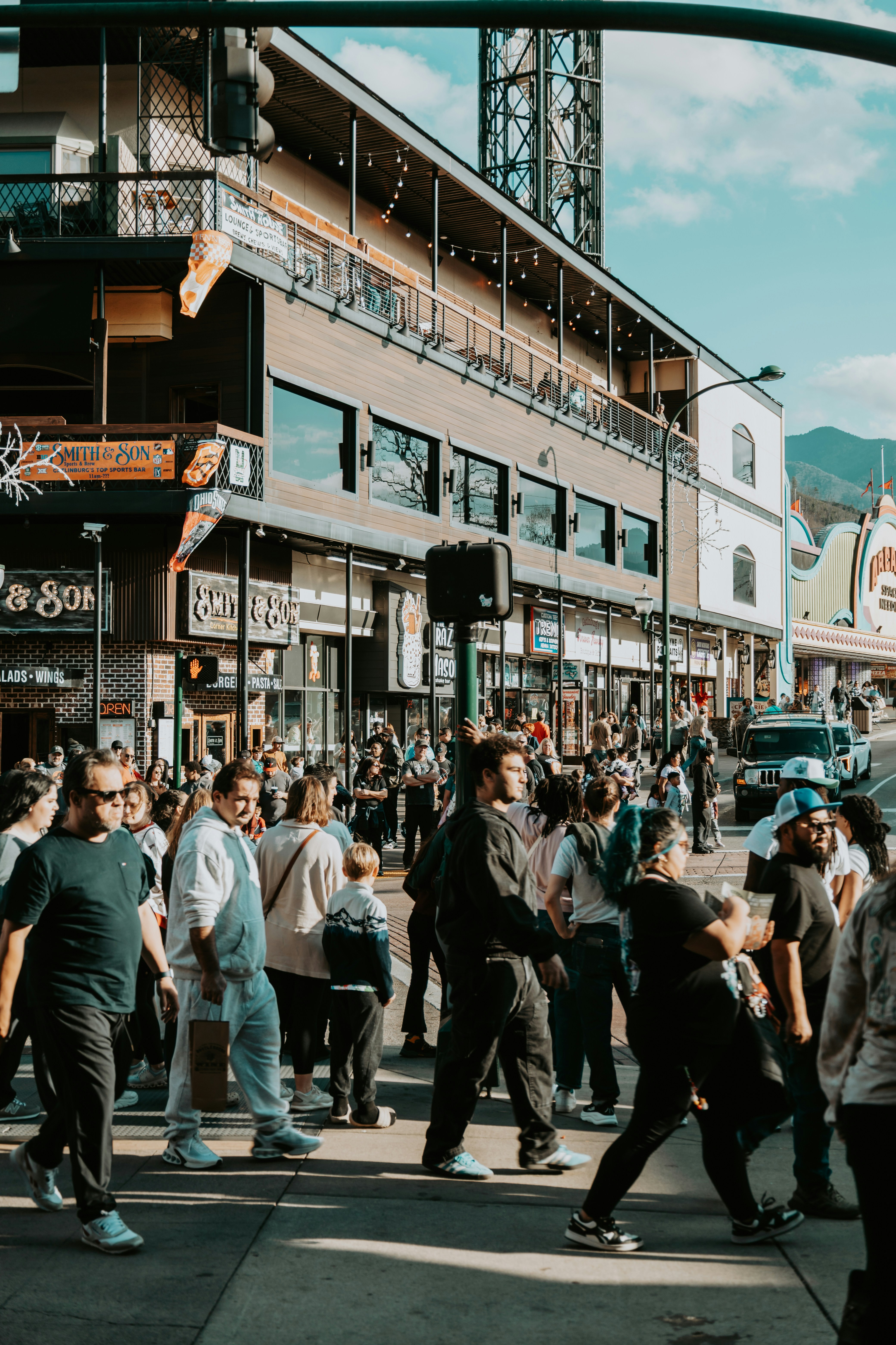 Crowd Crossing the Painted Streetfront