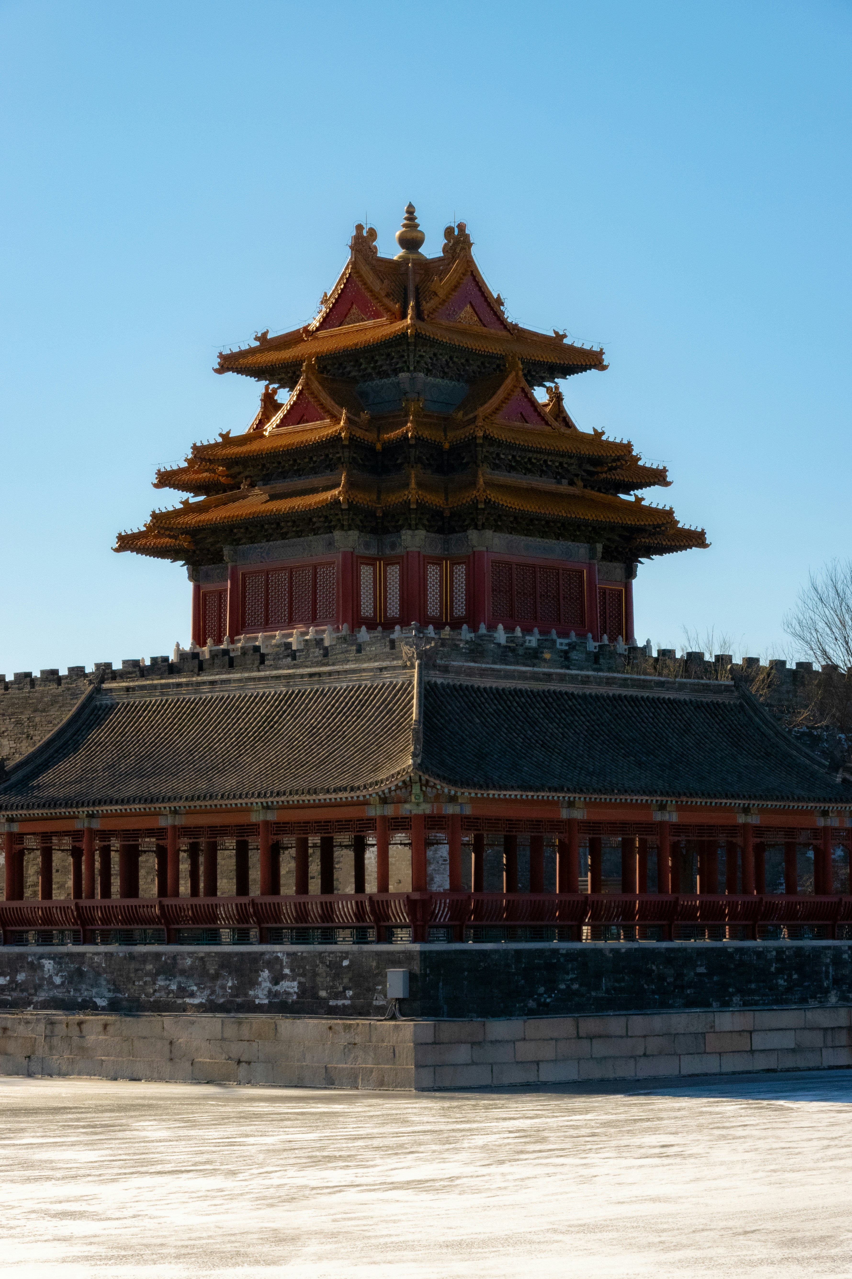 Pagoda Overlooking the Frozen Hall: A Historic Cornerstone