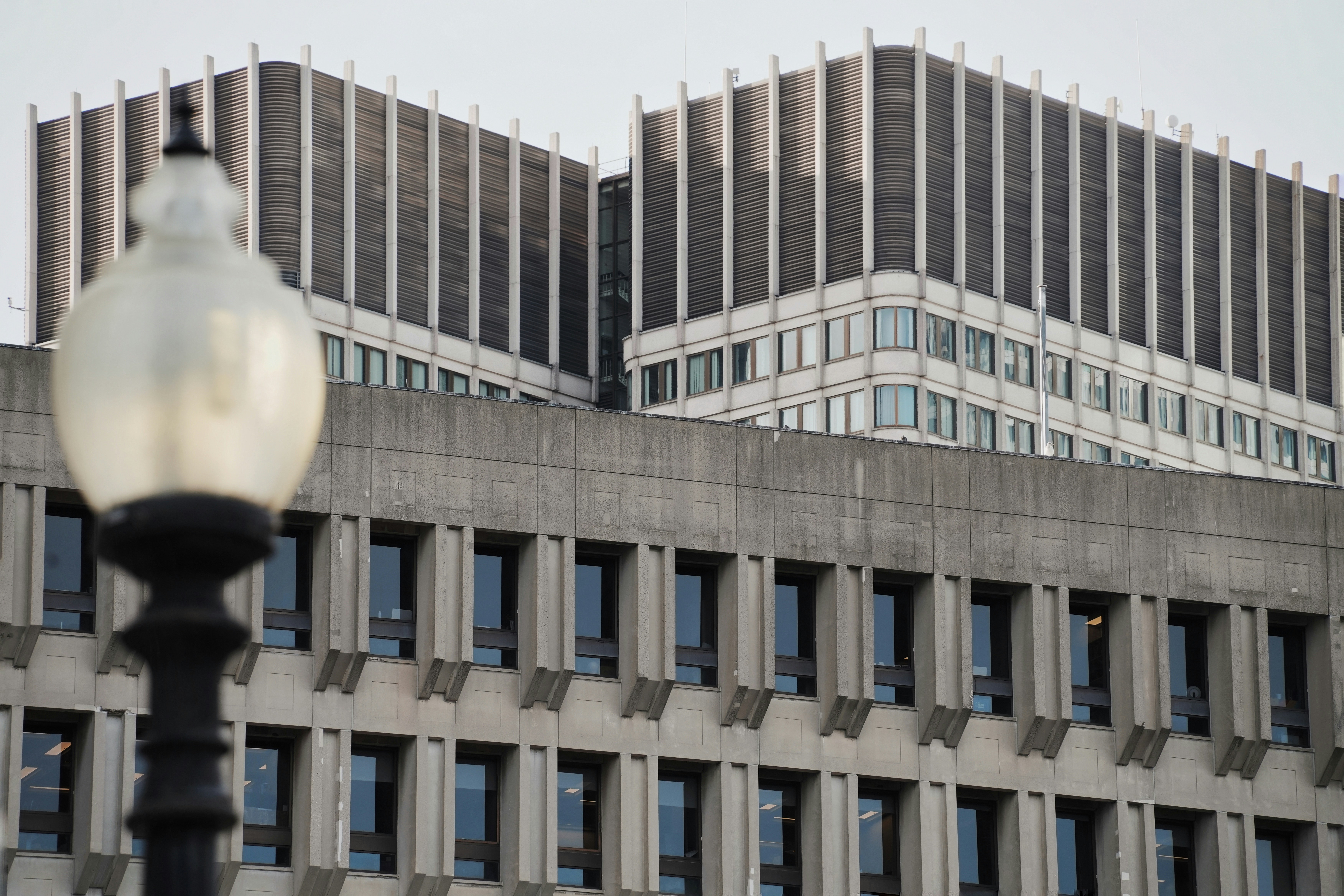 Concrete Facade and Soft-Glare Street Lamp