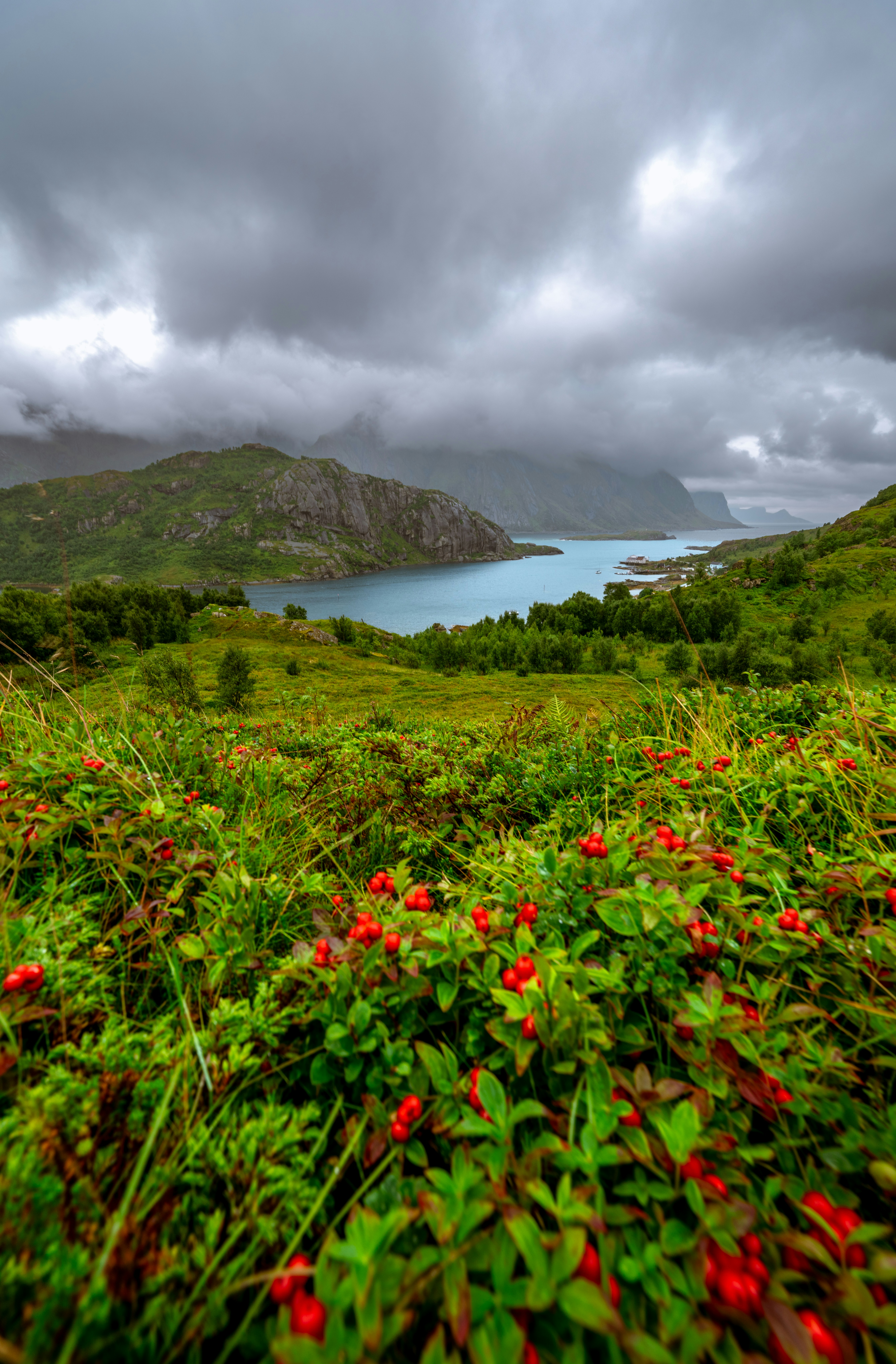 Sea in the Fold: Rugged Highlands Beneath Stormy Skies