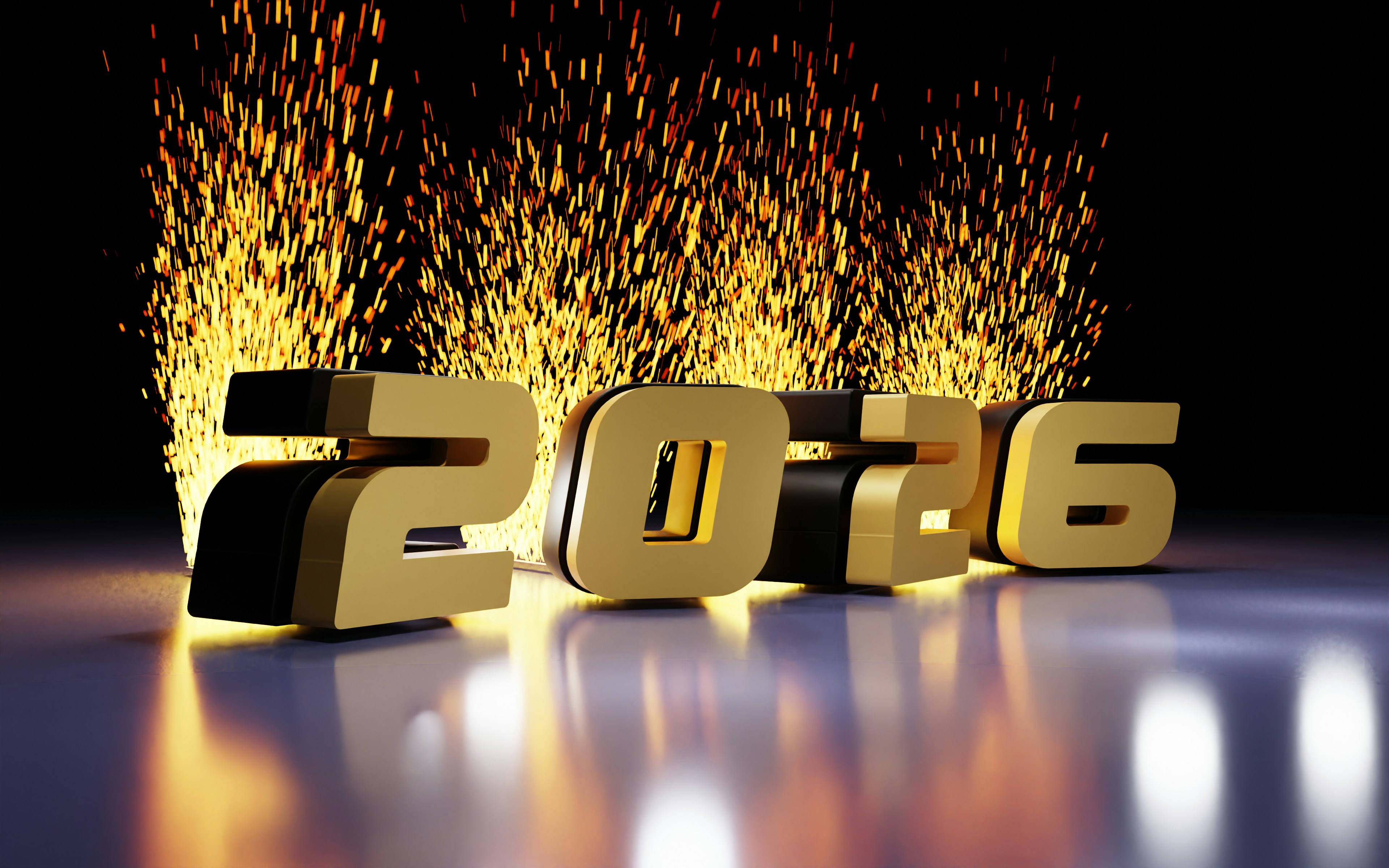 Golden 2026 text with fiery sparks photo – Free Background Image on ...