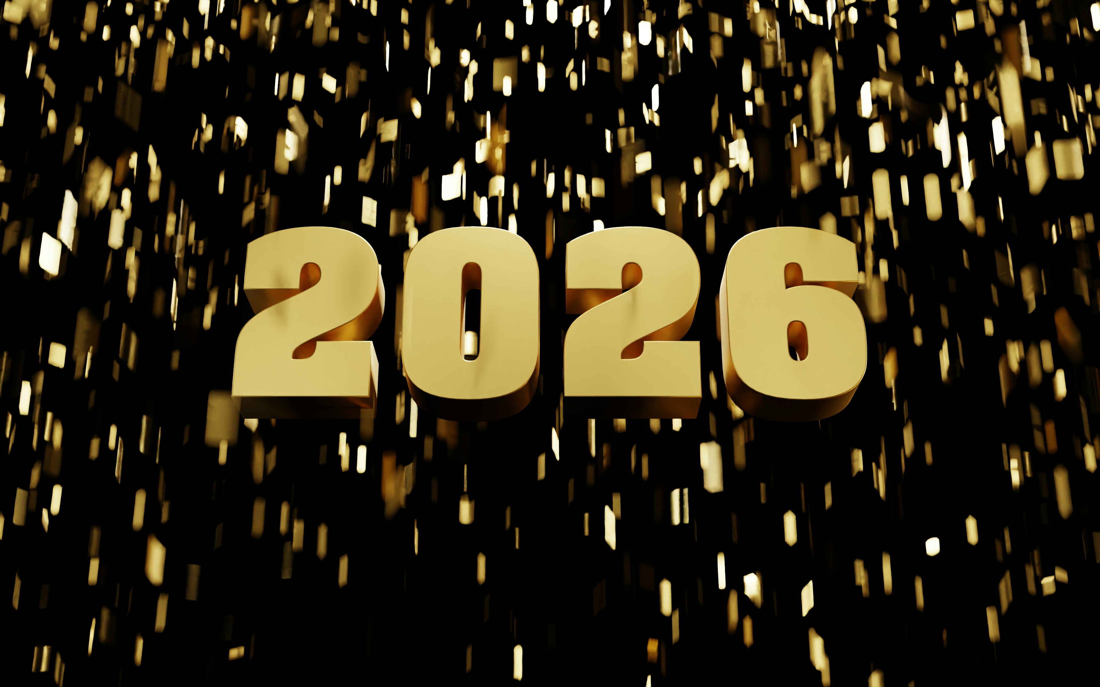 Golden year 2026 with falling confetti photo – Free Dark background ...