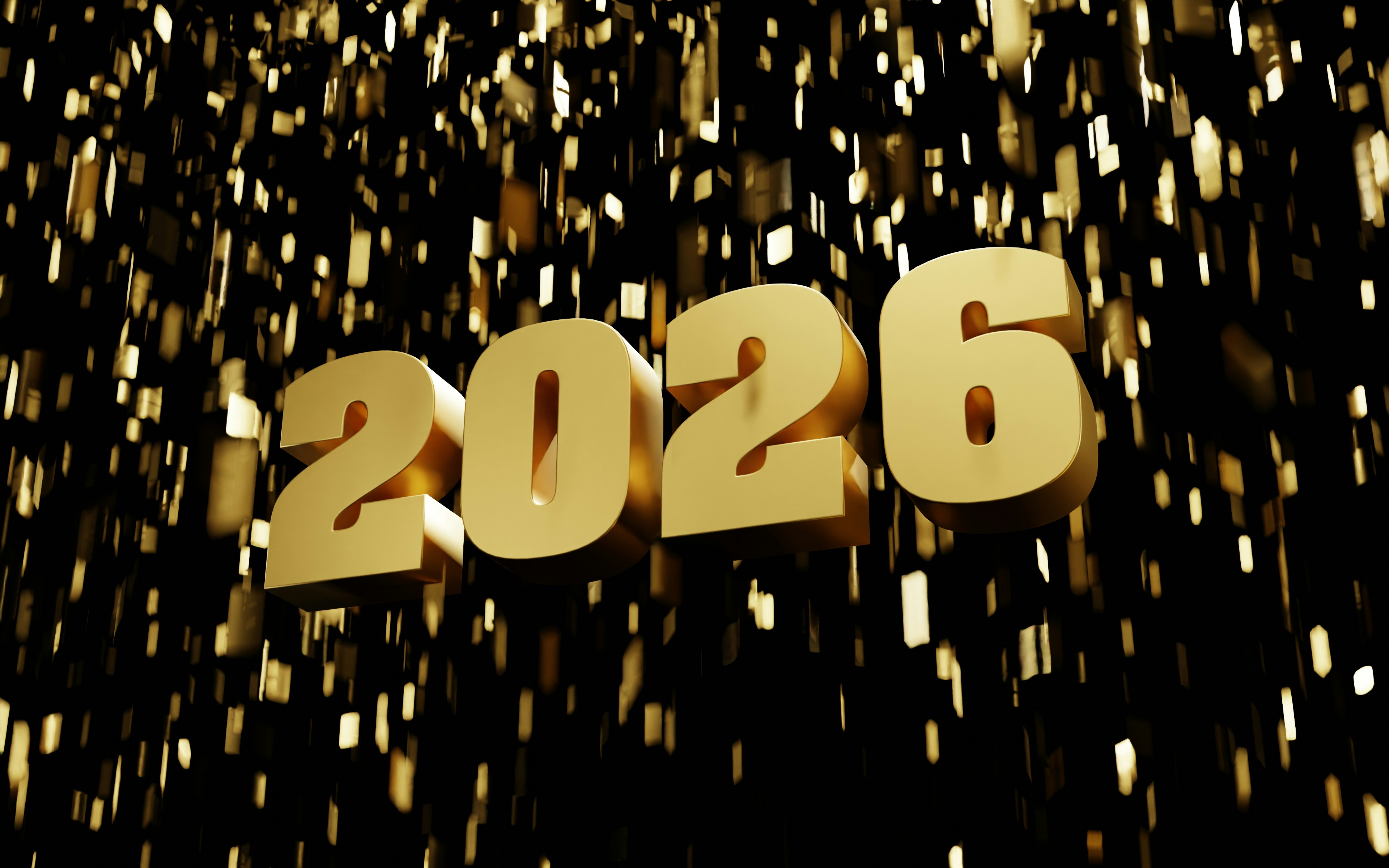 Golden 2026 numerals with falling confetti photo – Free Background ...