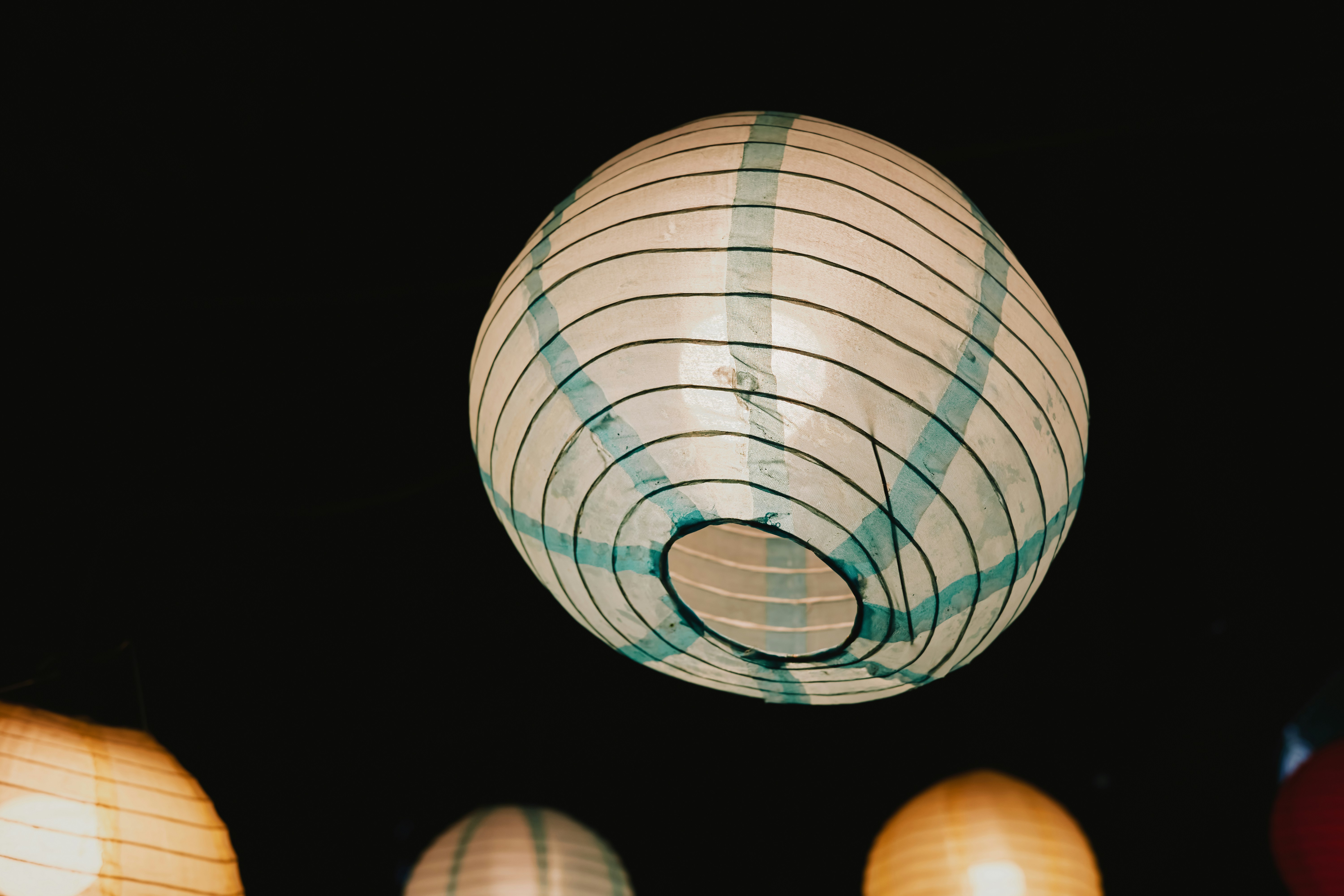 Floating Lantern Orbs Under a Night Sky