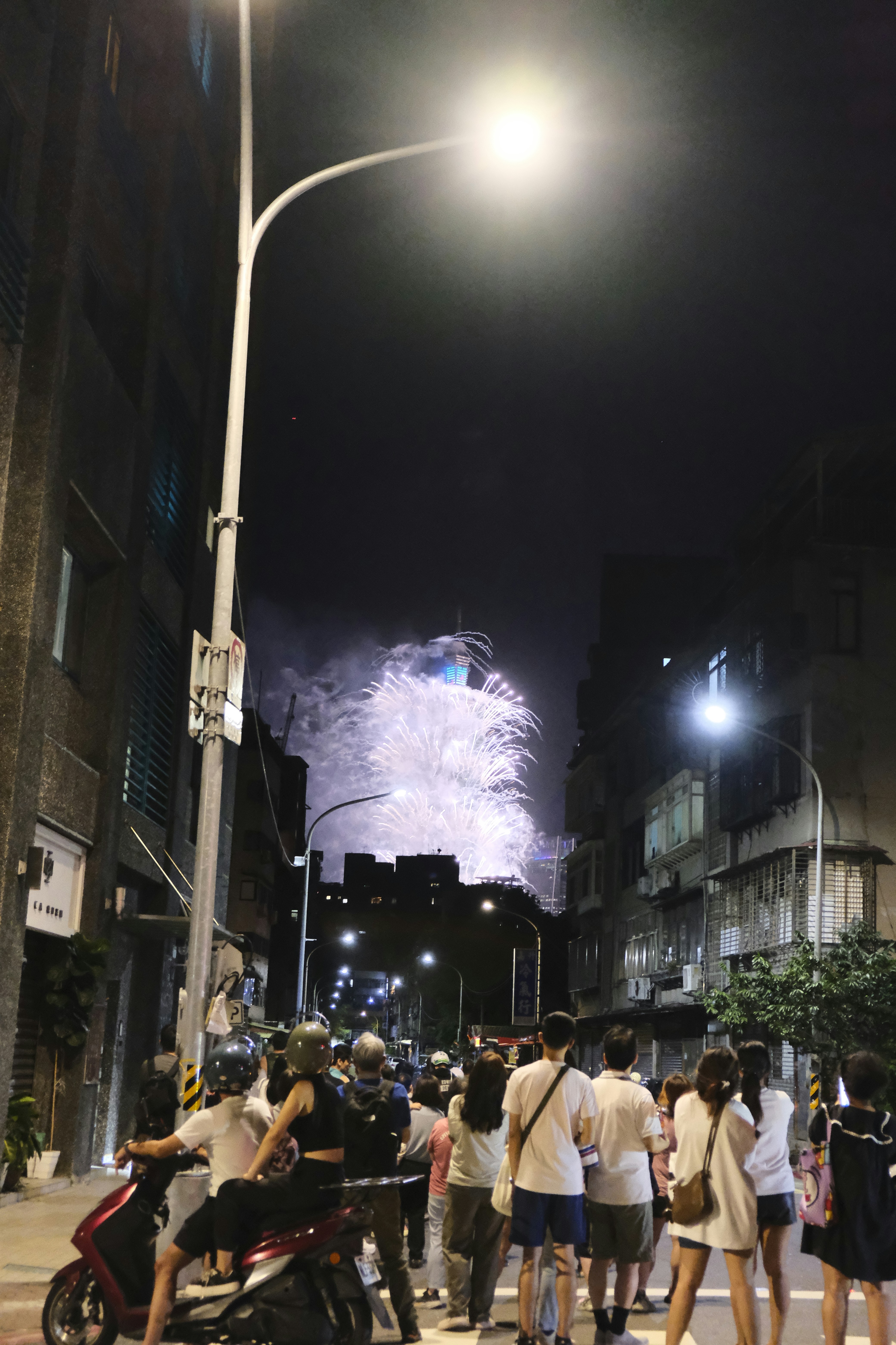 Night Streetwatch: Fireworks Over a Crowd of Night Owls