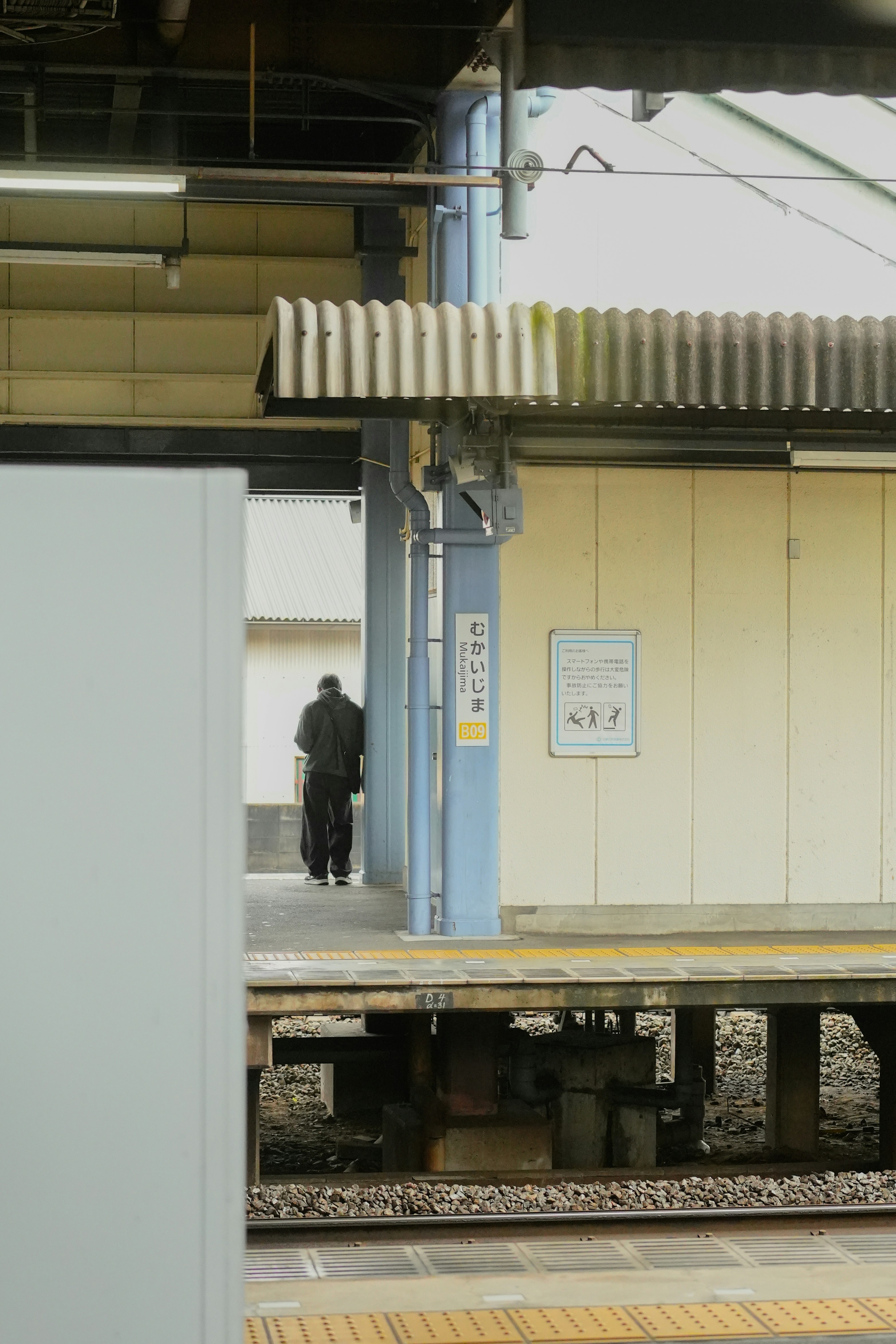 Quiet Platform Encounter: Two Figures in a Sunlit Tokyo Station