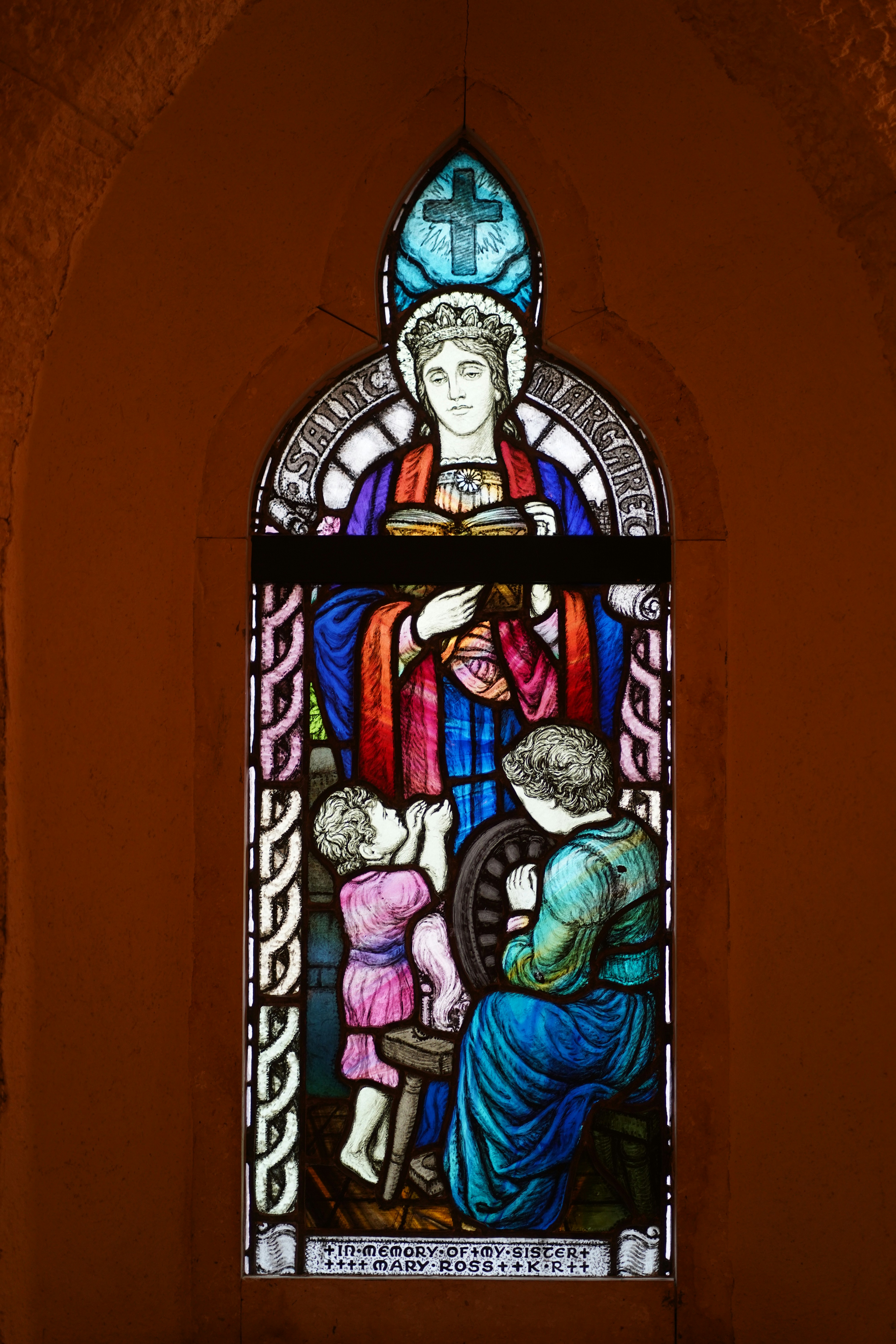 Stained Glimpse: Virgin Mary Blessing Children through Stained Glass