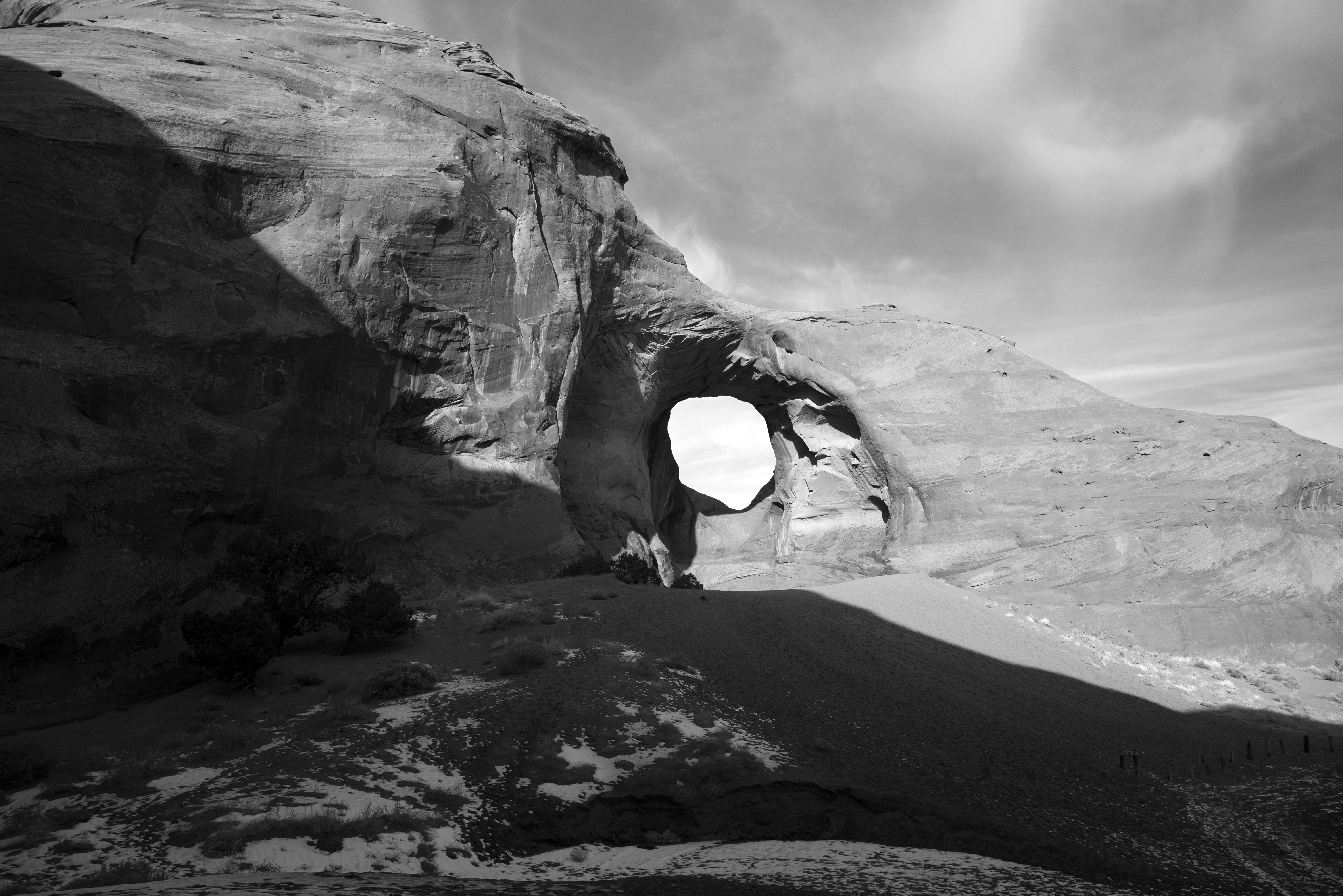 Natural Arch Chimney under Wide Sky