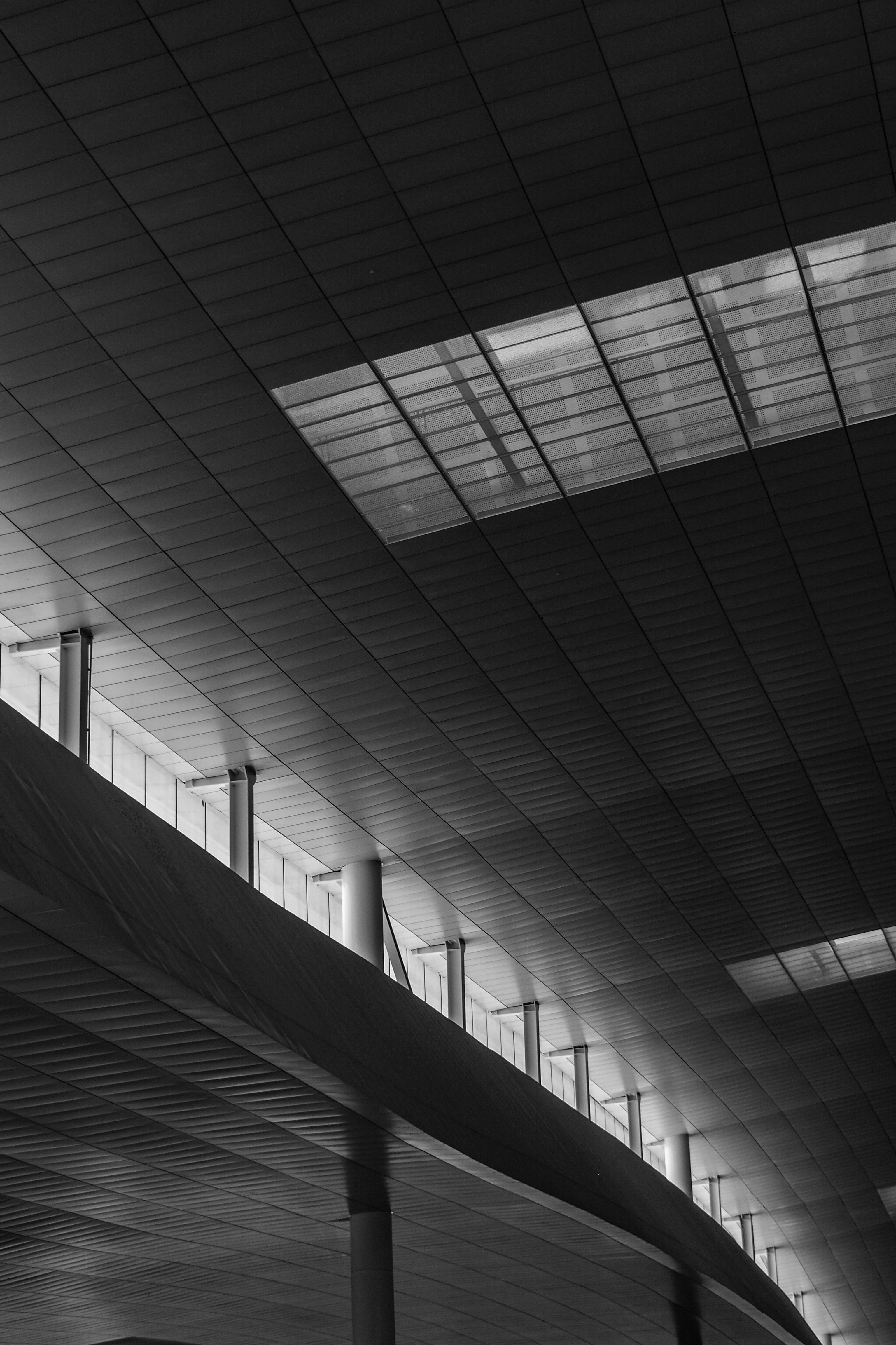 Muted Geometry: A Monochrome Corridor of Light