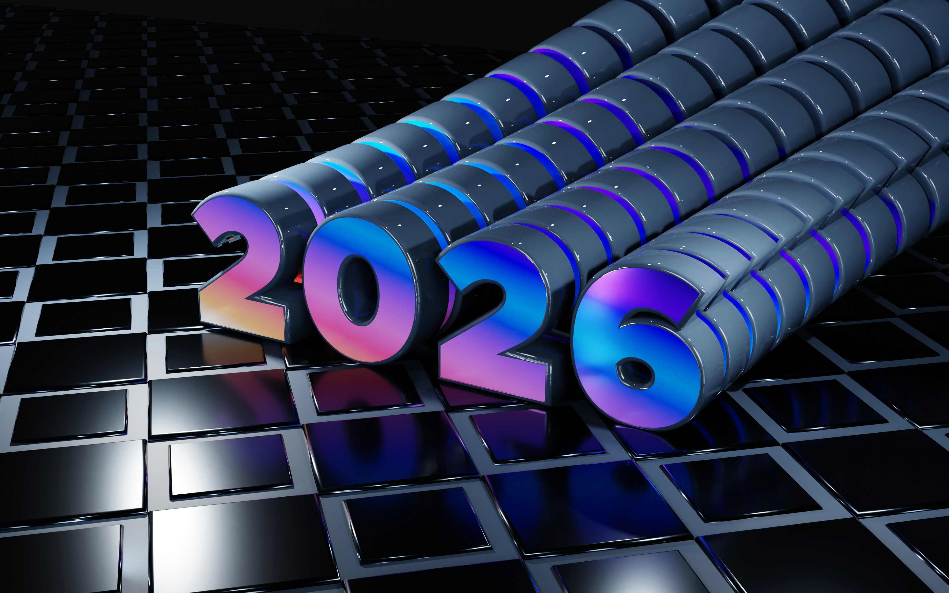 The year 2026 in metallic 3D numbers. photo – Free Gradient Image on ...