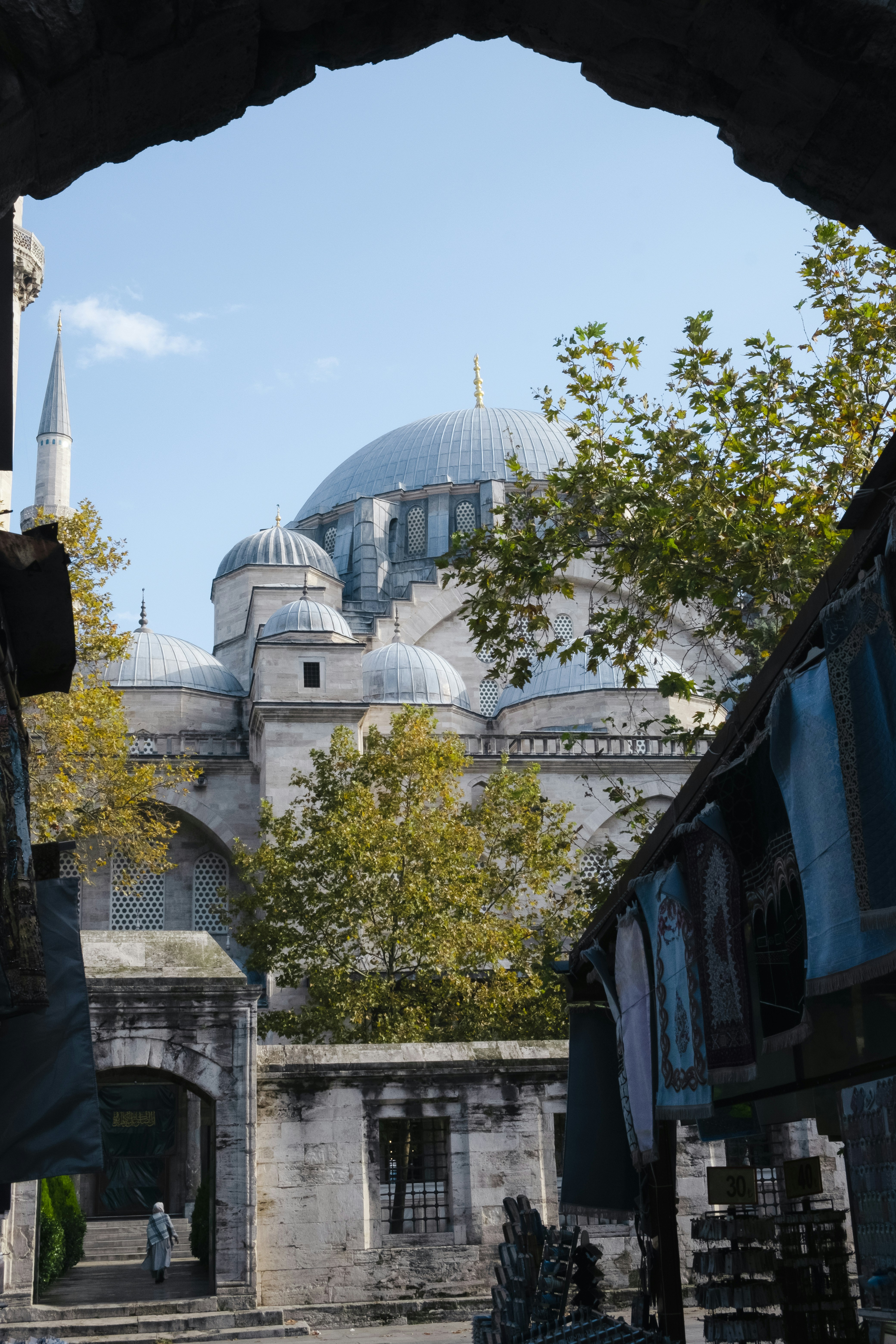 Between Archways: Ottoman Mosque Framed by a Bazaar Alley