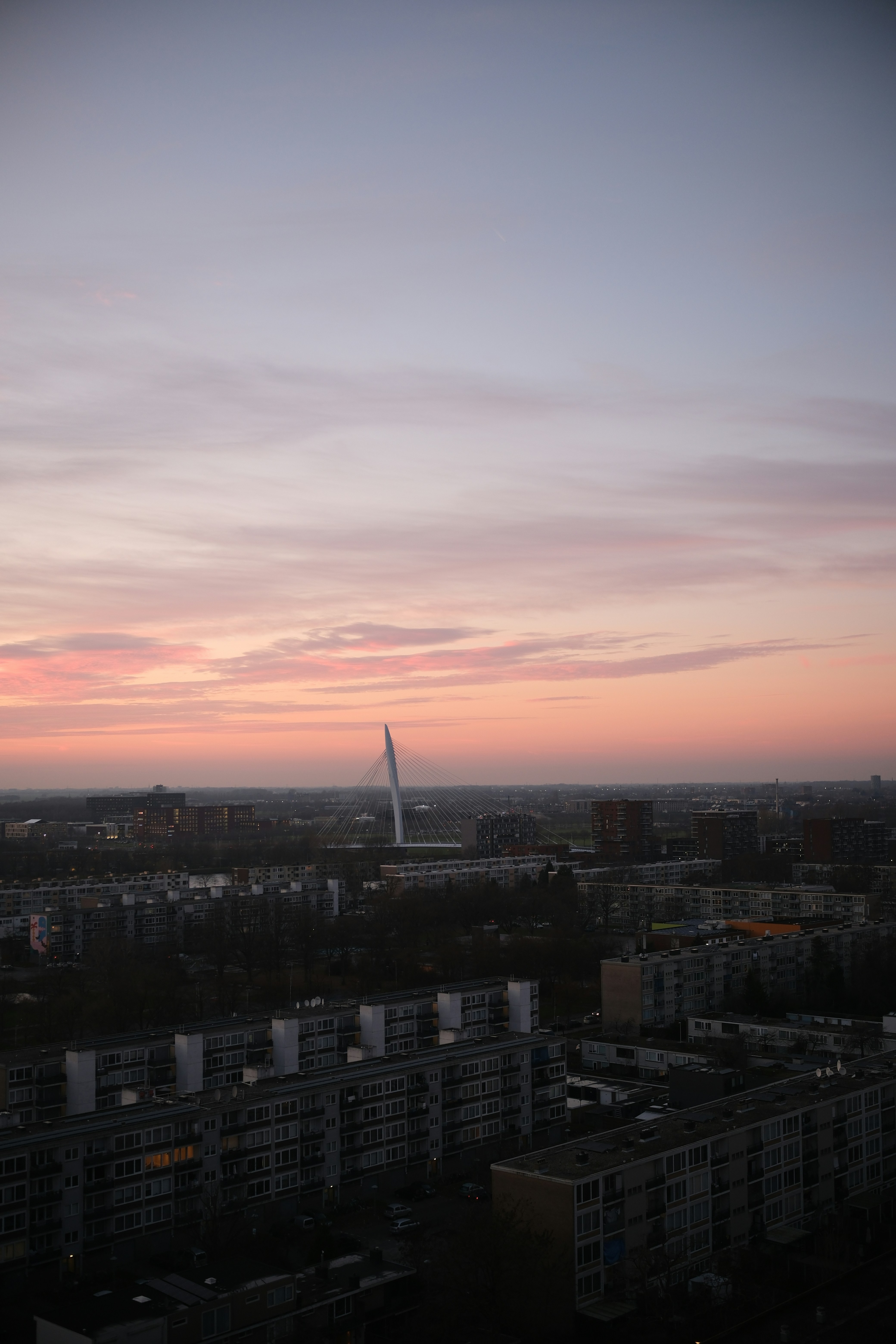 Twilight over the Spine: Sunset Behind the Cityscape