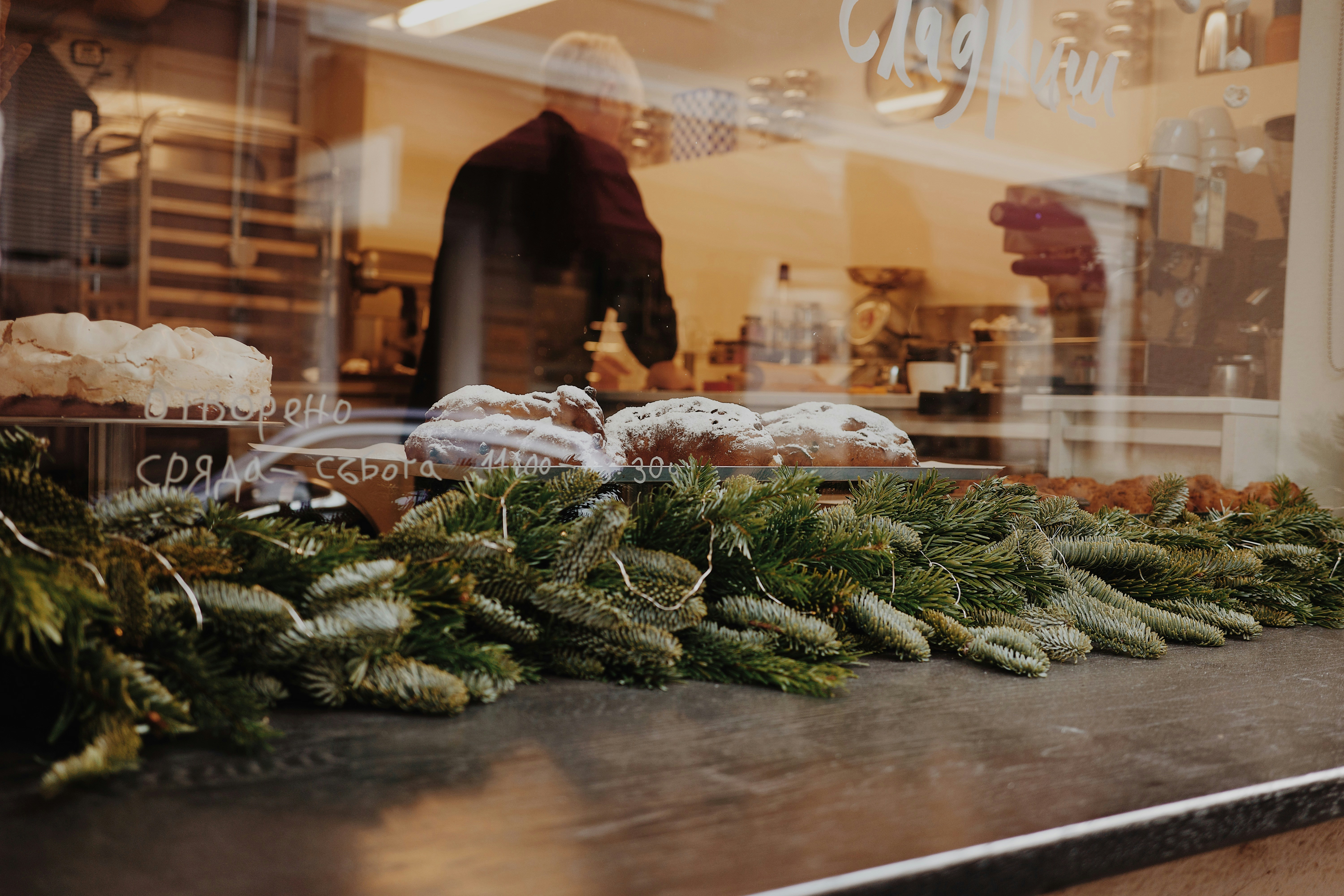 Seasonal Greens and Pastry Glass: A Quiet Bakery Window