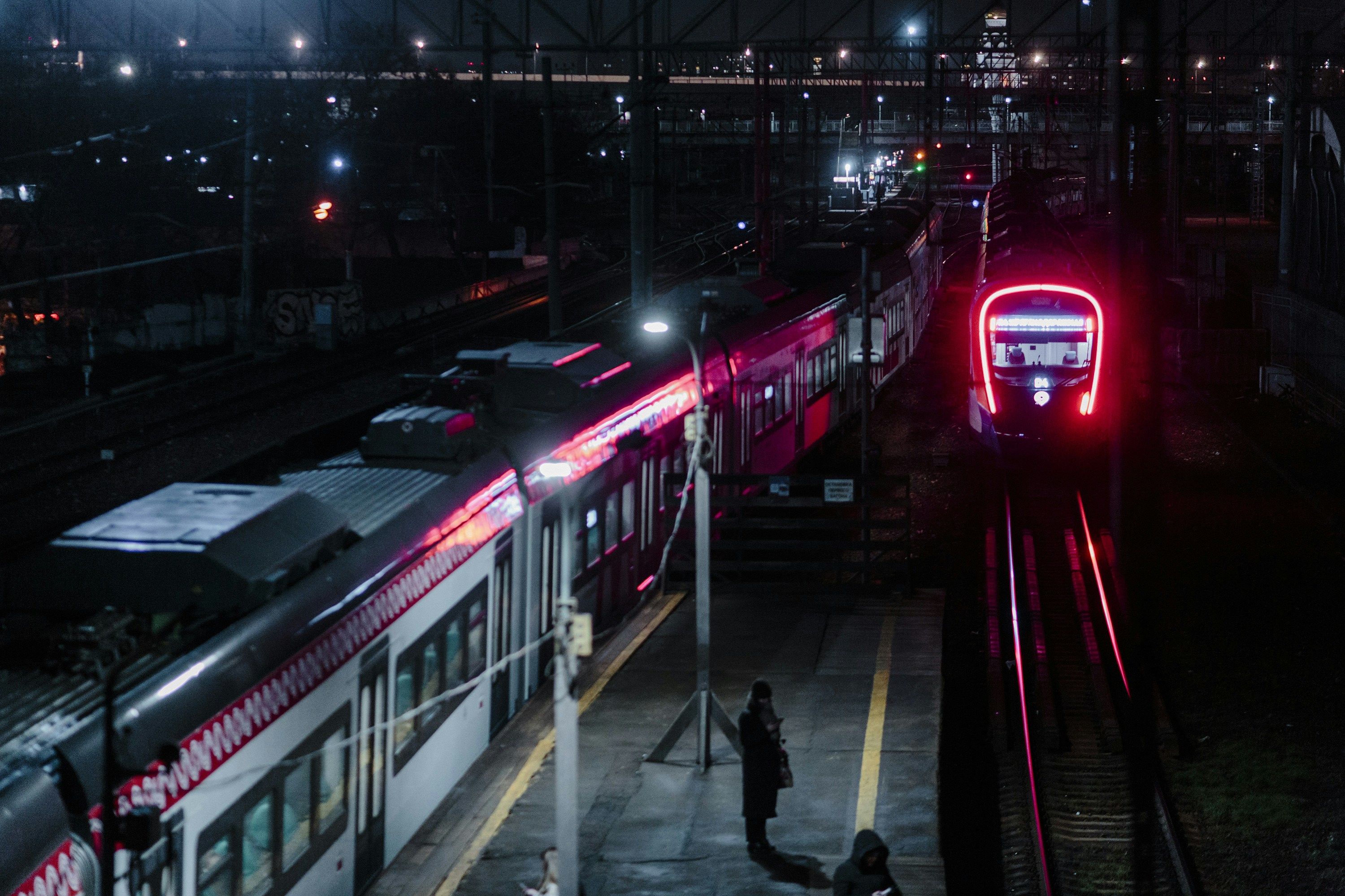Neon Rails: Night Train at the Edge of the Platform