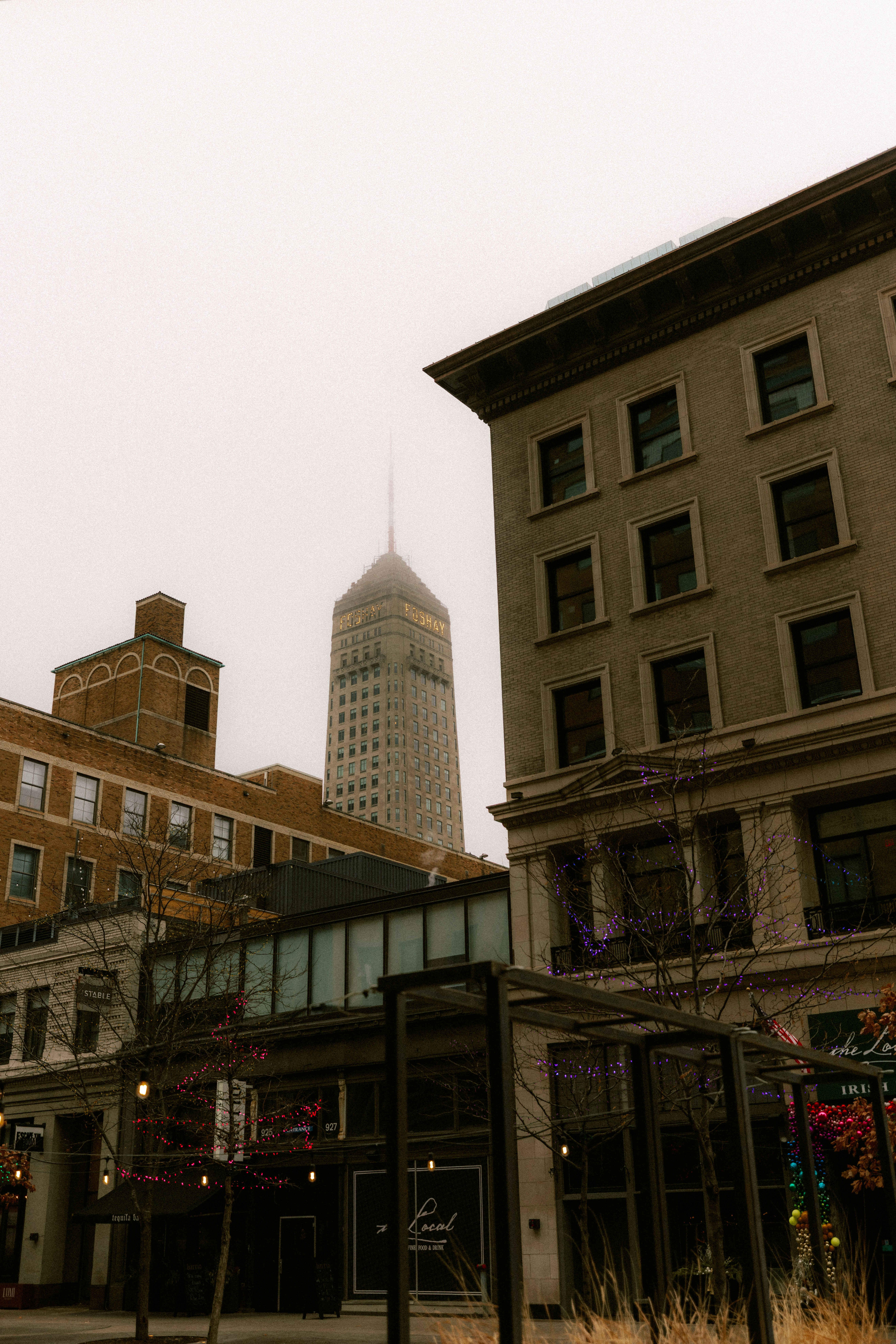 Urban Silhouette: Peak amid Brick Facades