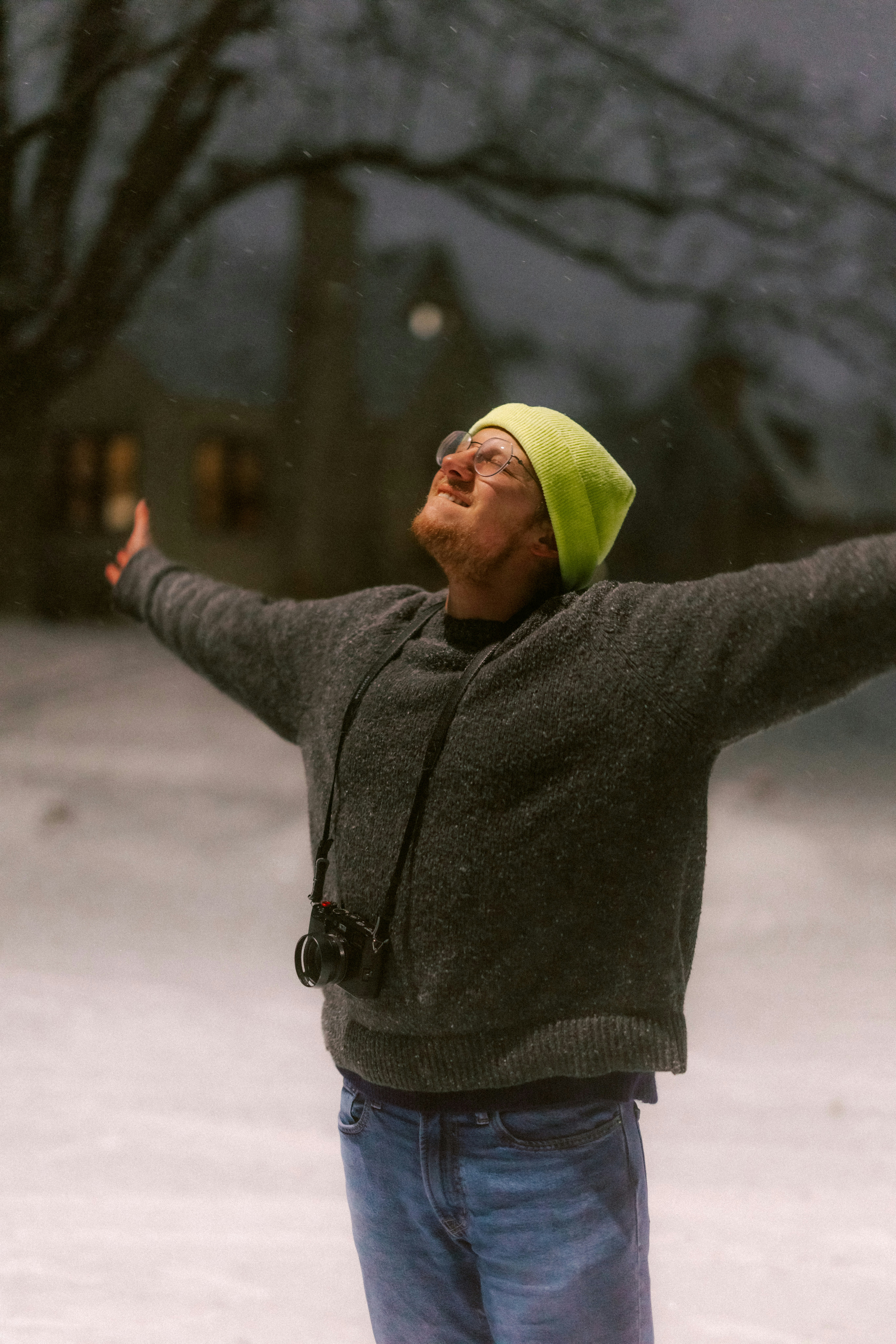 Open Arms in Snow: A moment of winter freedom