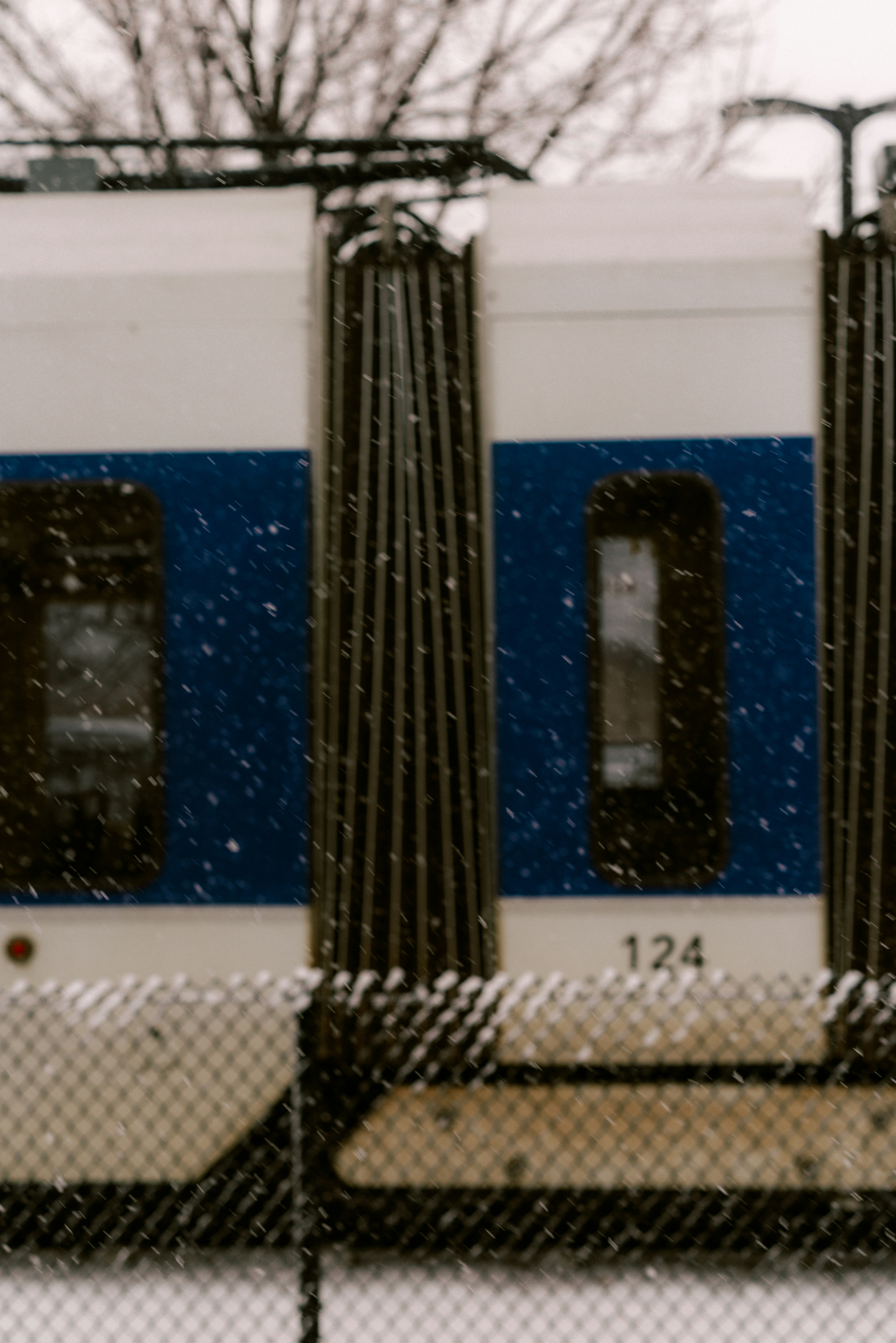 Snowy Commuter Silence Between Trains