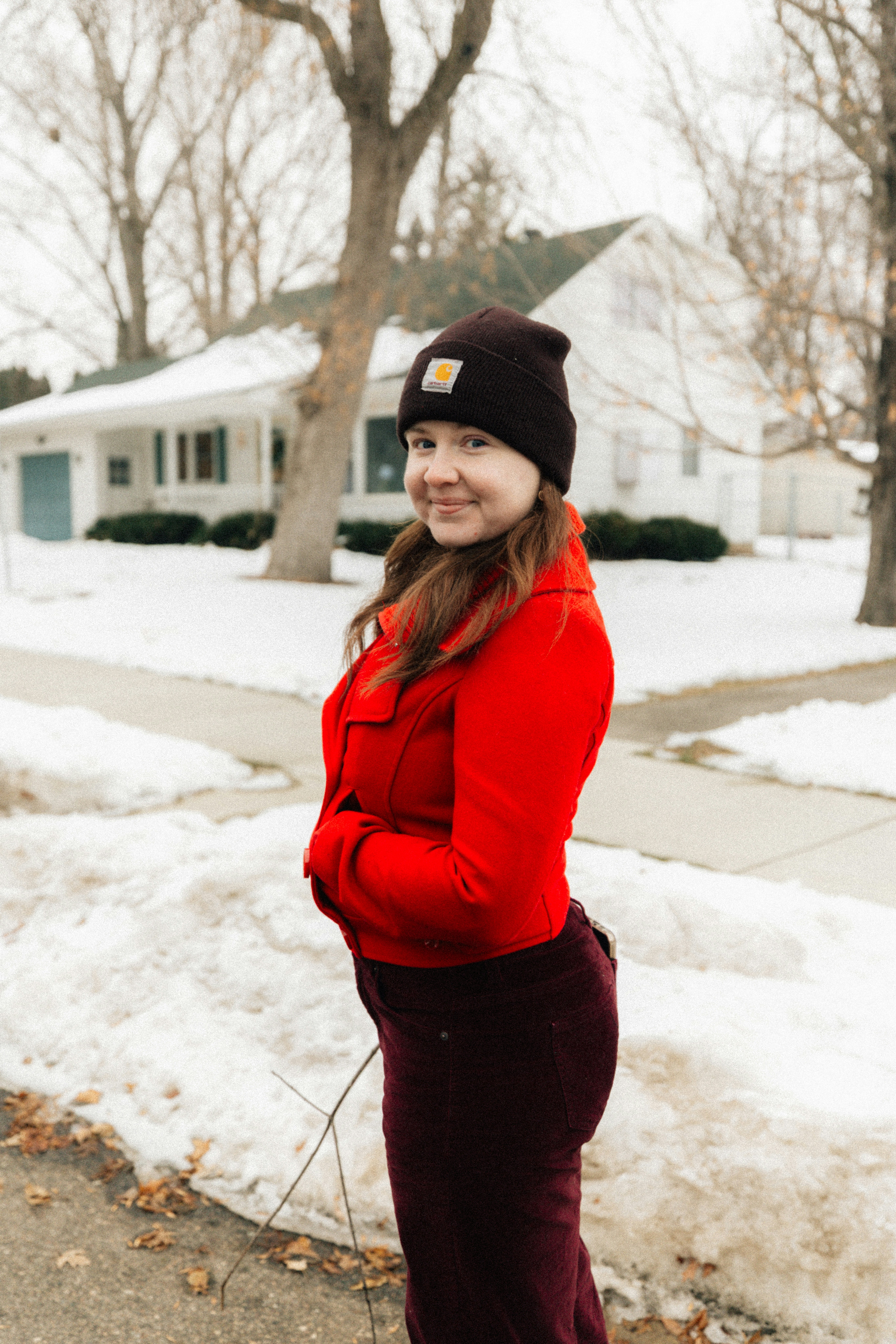 Winter Portrait in a Red Coat