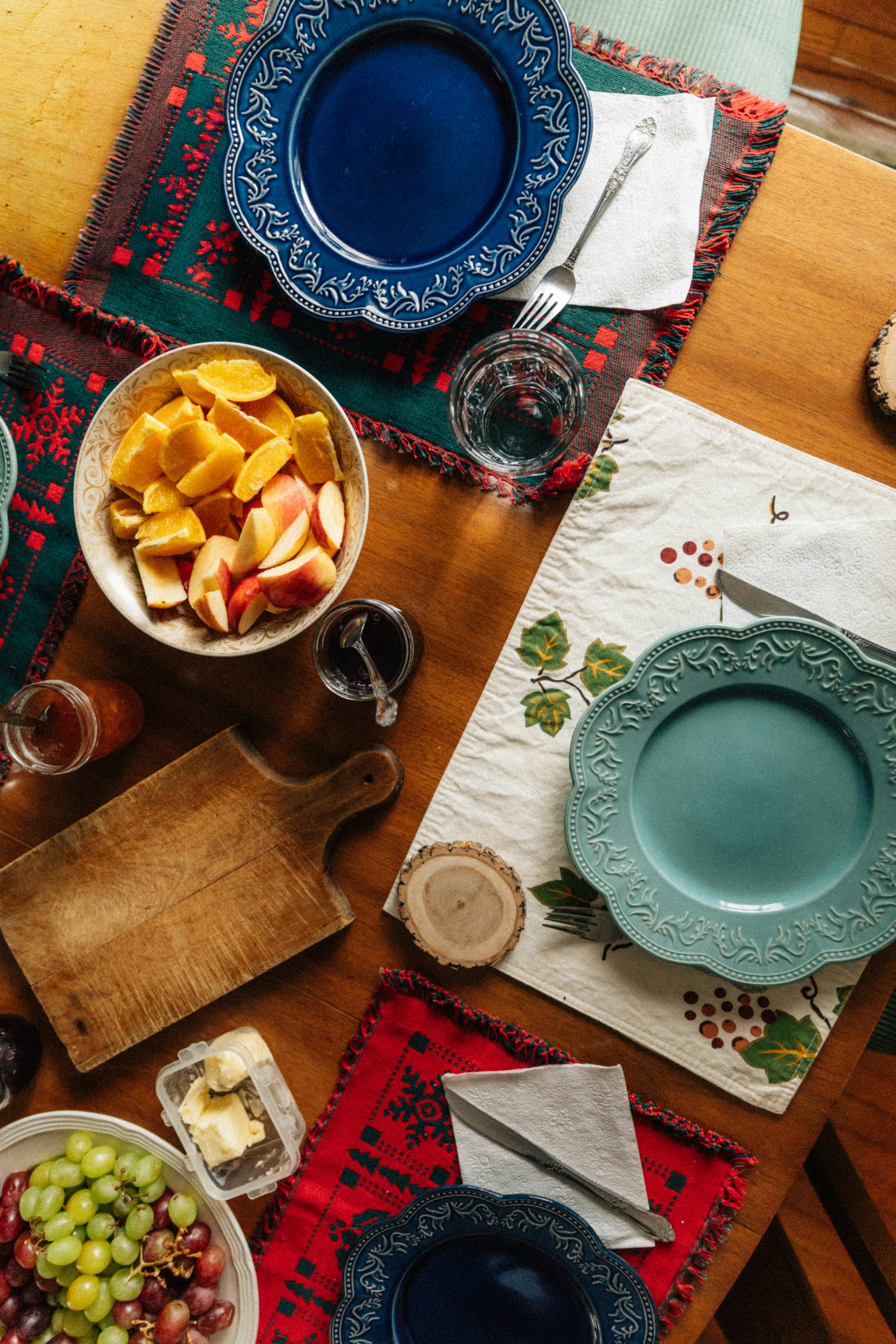 A Warm Table of Colorful Harvest with Ceramic Plates