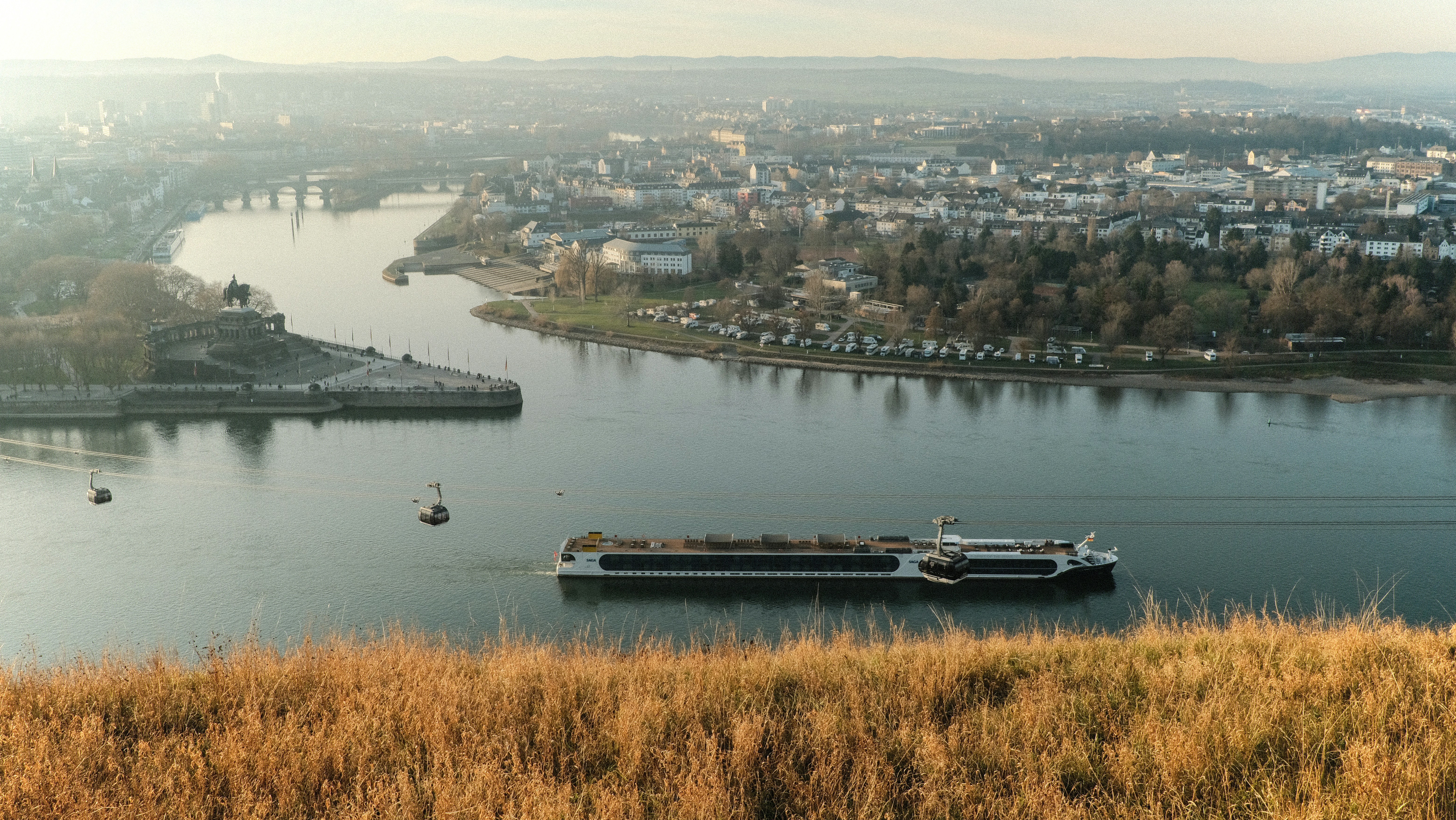 Riverbound Barge Steady in Quiet Confluence