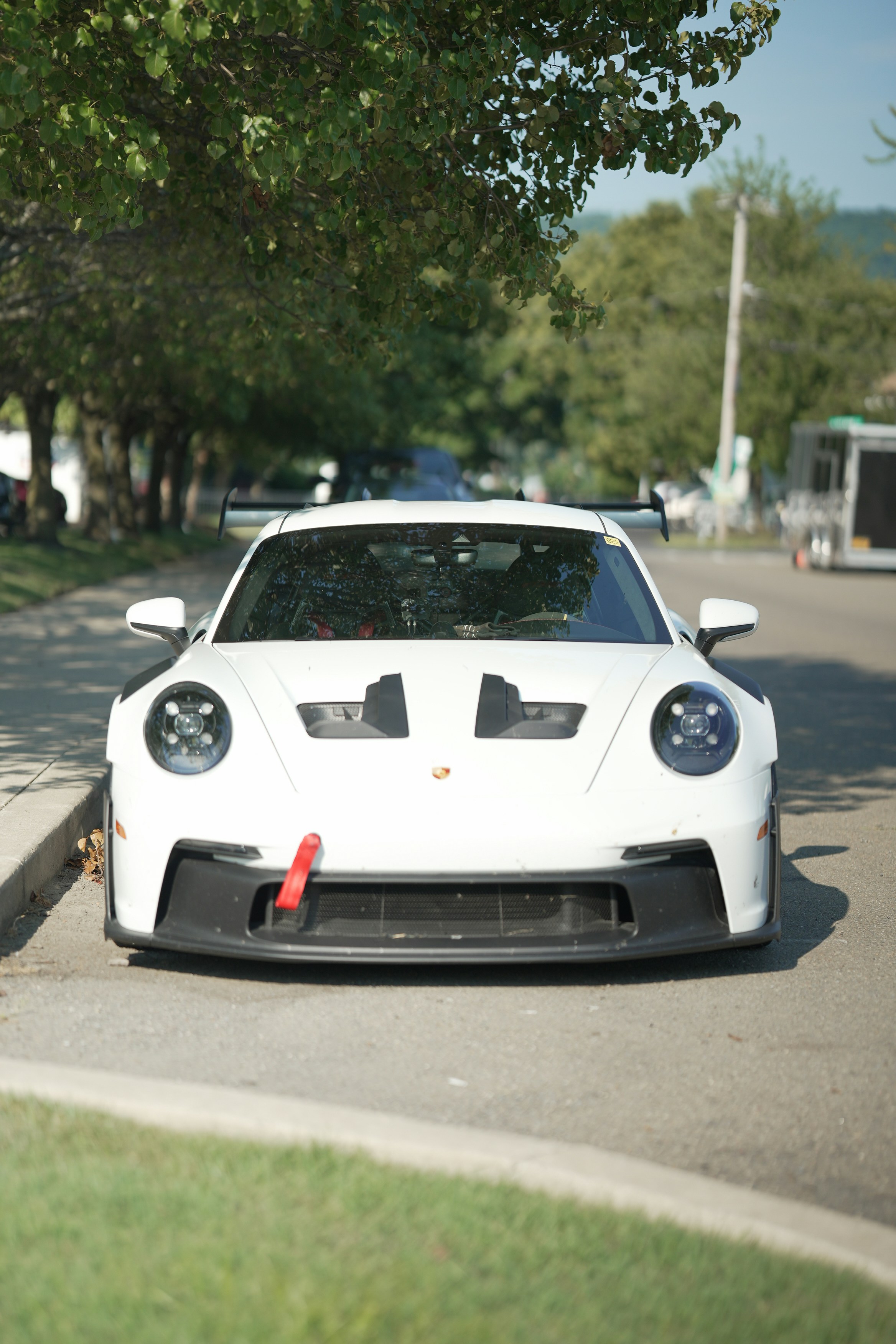 White Porsche Focus: Front-and-Ccenter Power and Detail