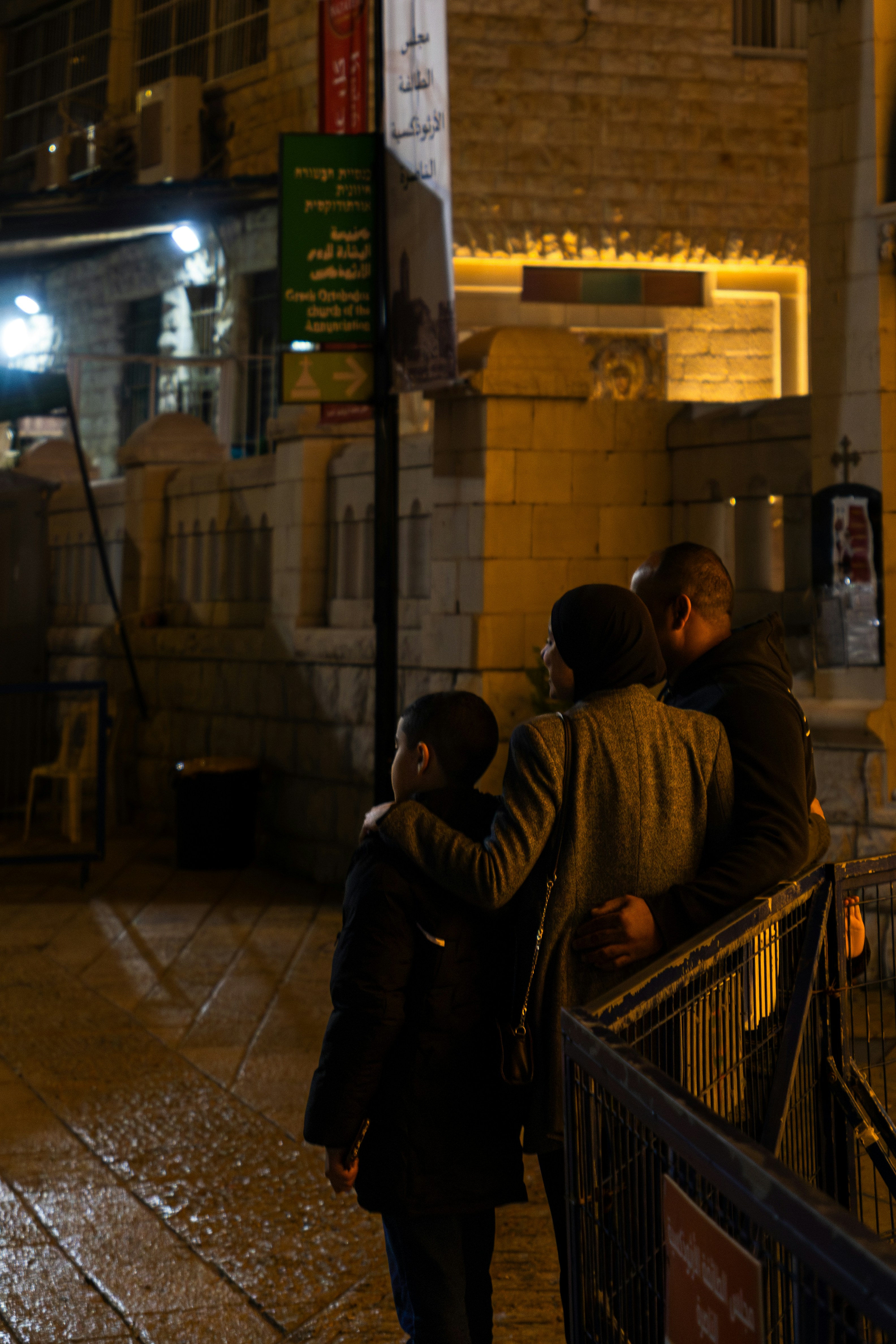 Nighttime embrace on the historic ramparts