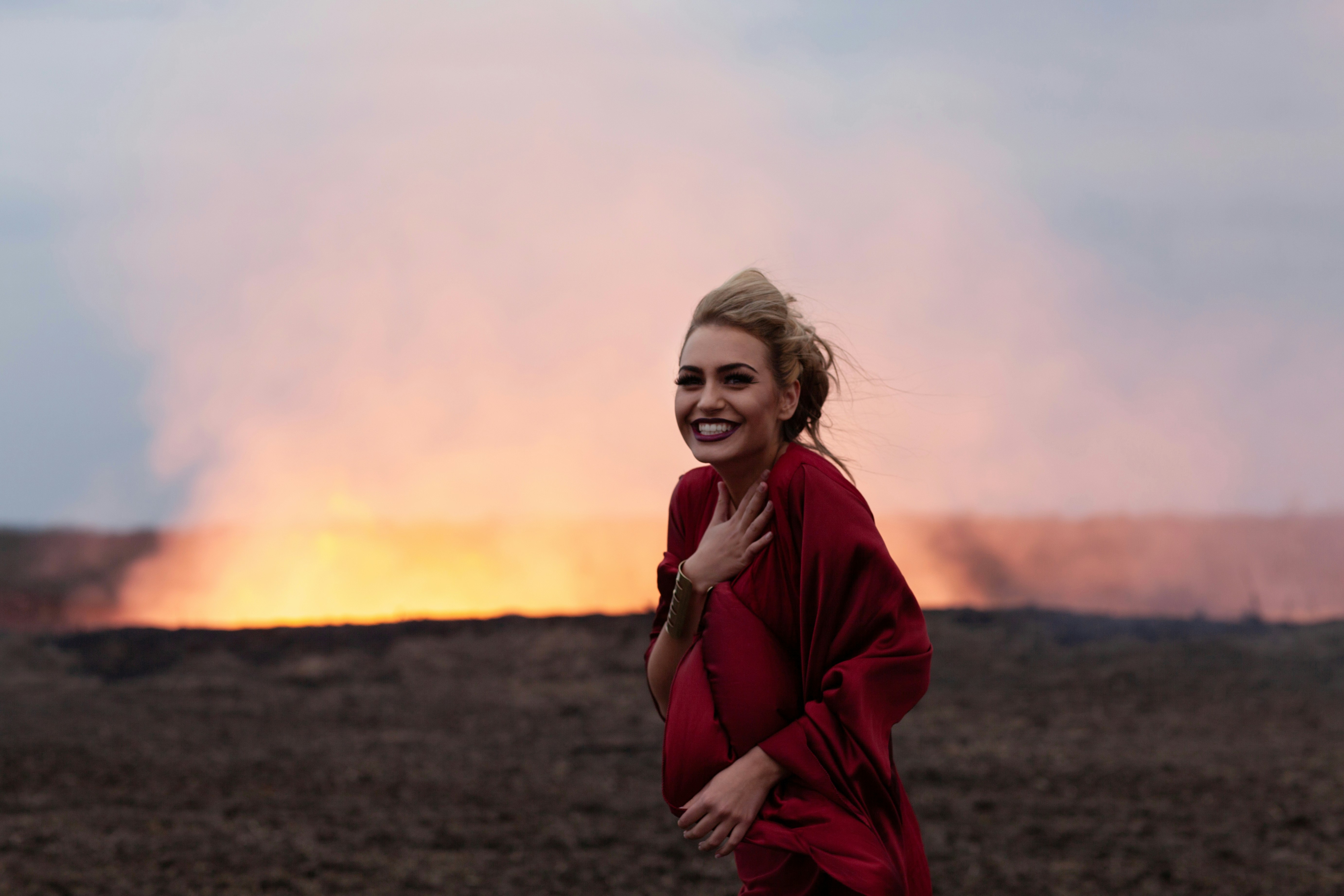 Crimson Cloak in a Molten Horizon