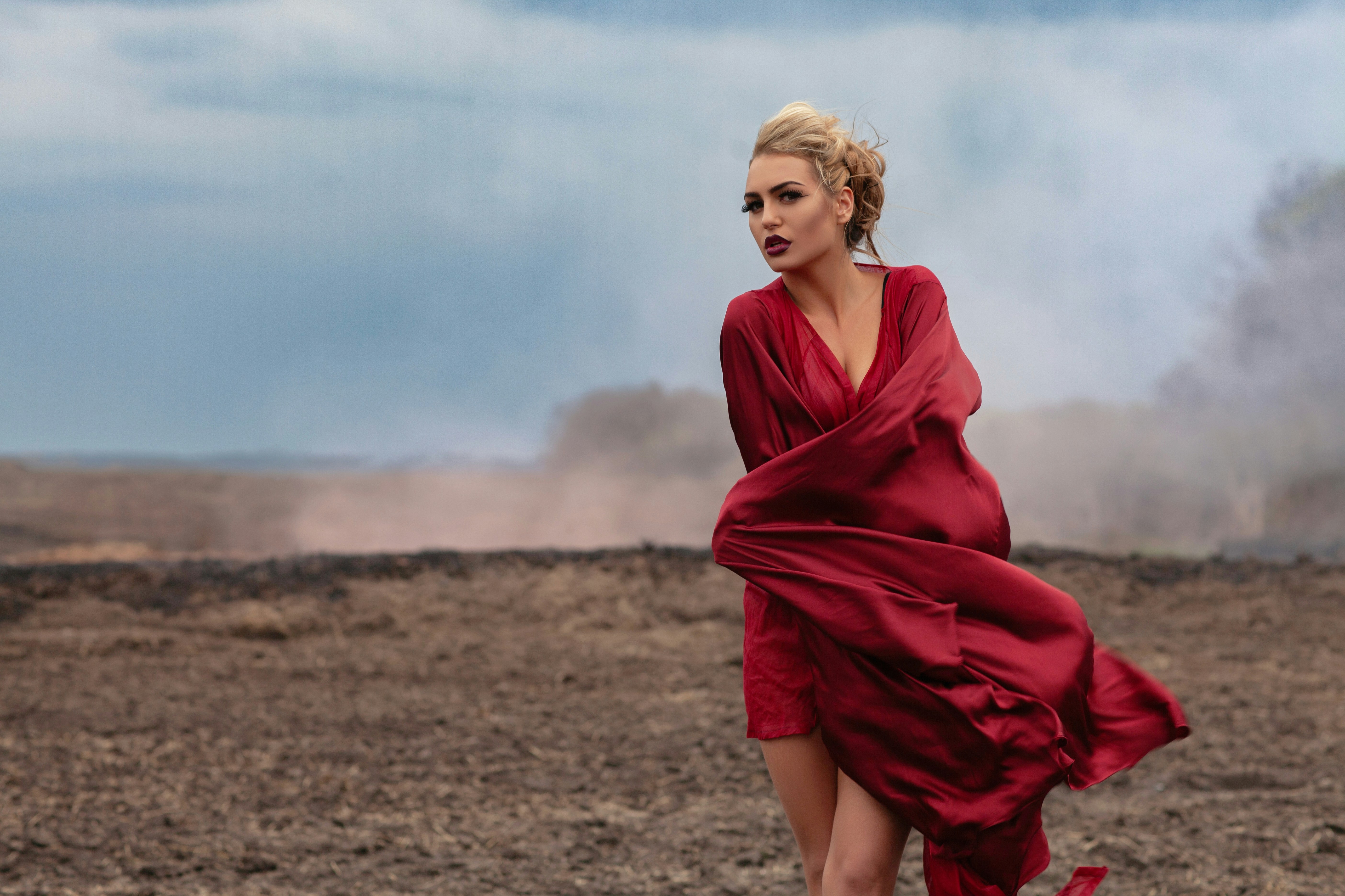 Red Silk in a Wind-Swept Dusk