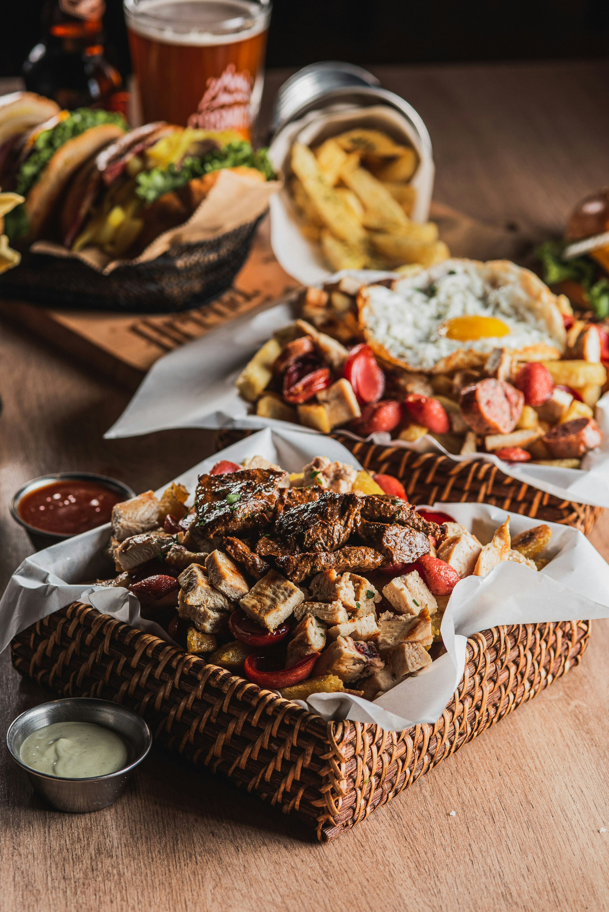 Bountiful Basket: Charred Grilled Meats and Crispy Fries Sharing Plate