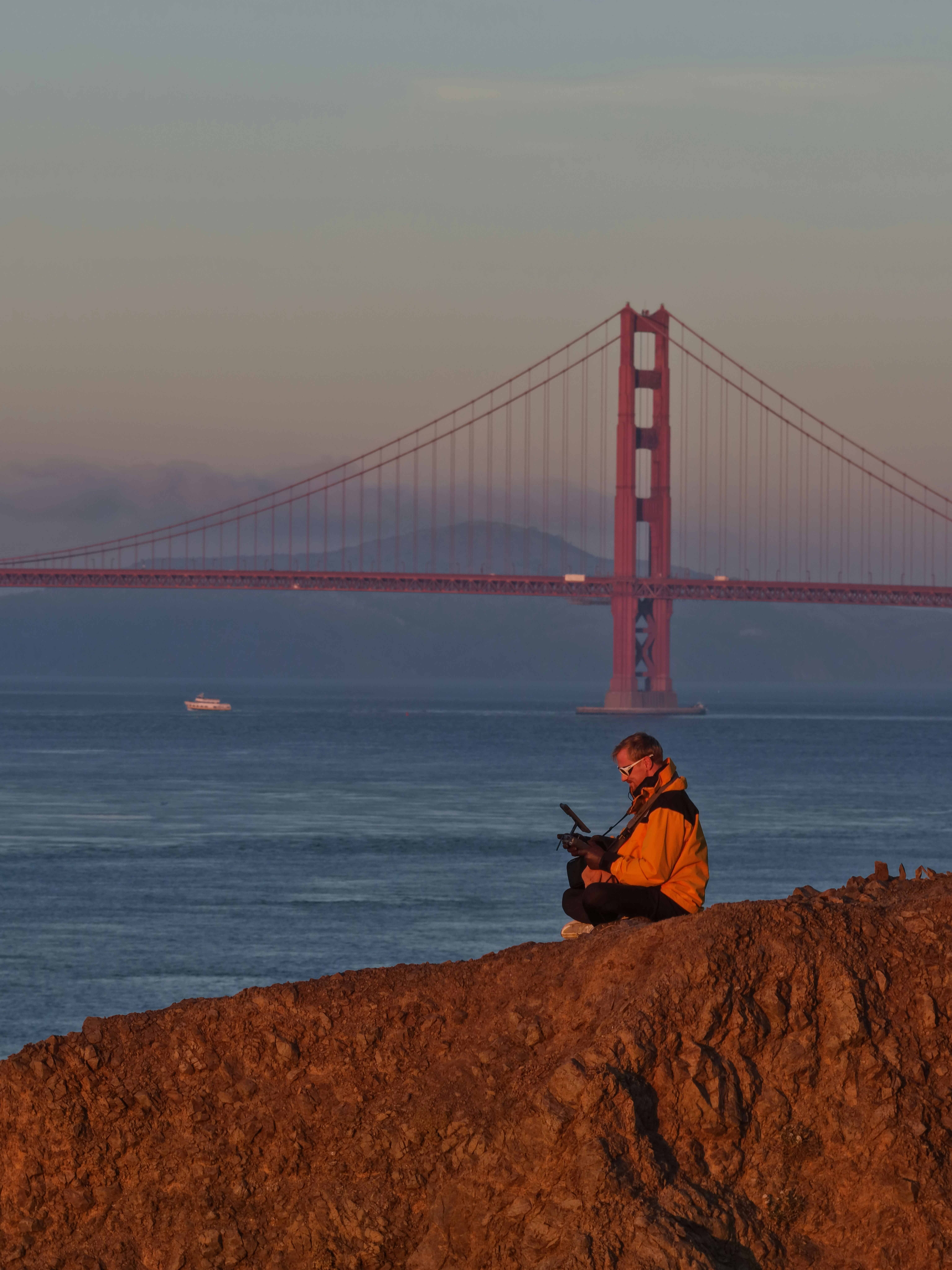 Ridge Quiet: A Drone’s Eye View of a Kayaker Under the Golden Gate