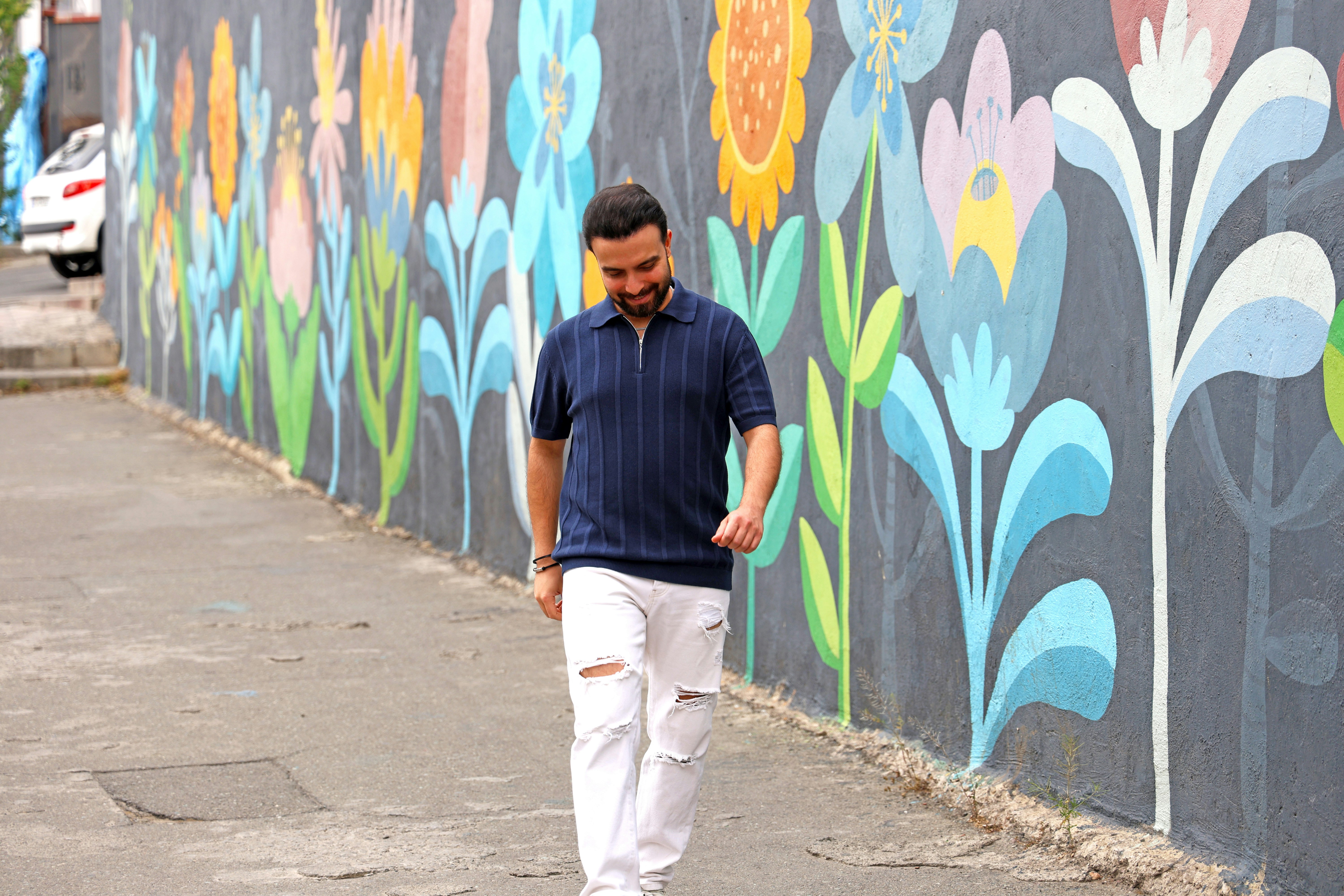 Stride Along a Wall of Blooming Color