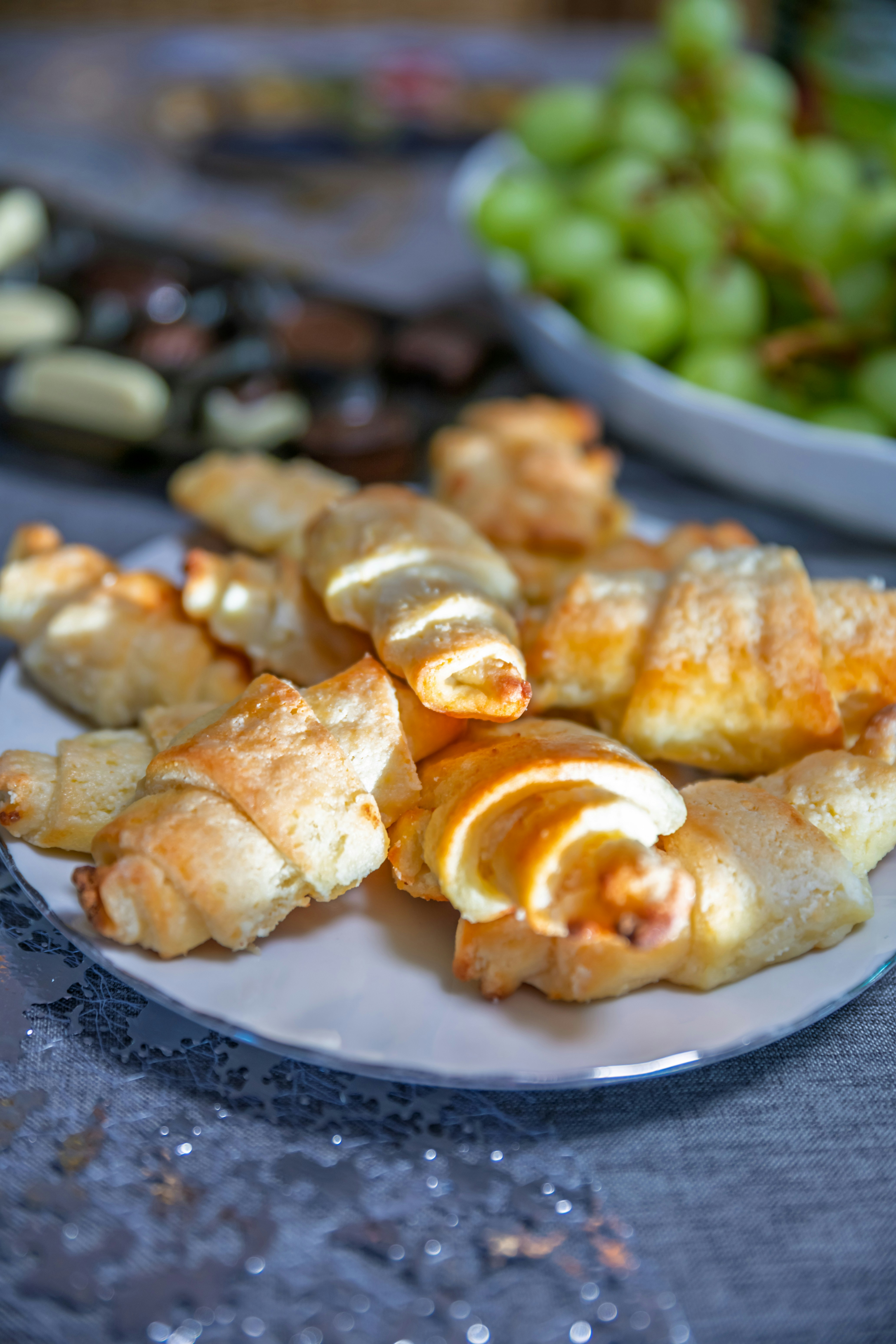 Golden Crescents on a Velvet Table