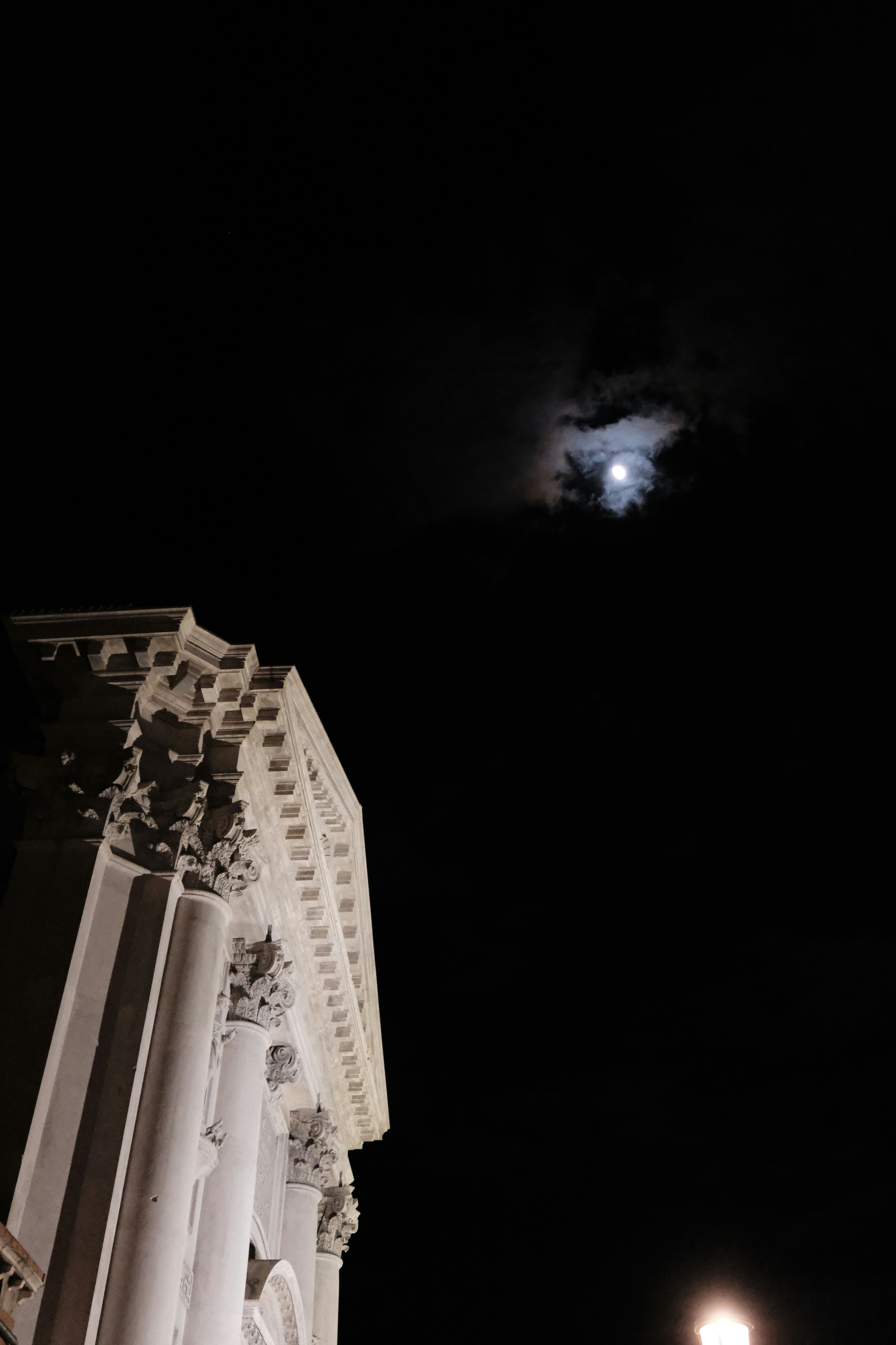 Moonlit façade: architectural detail under a quiet night