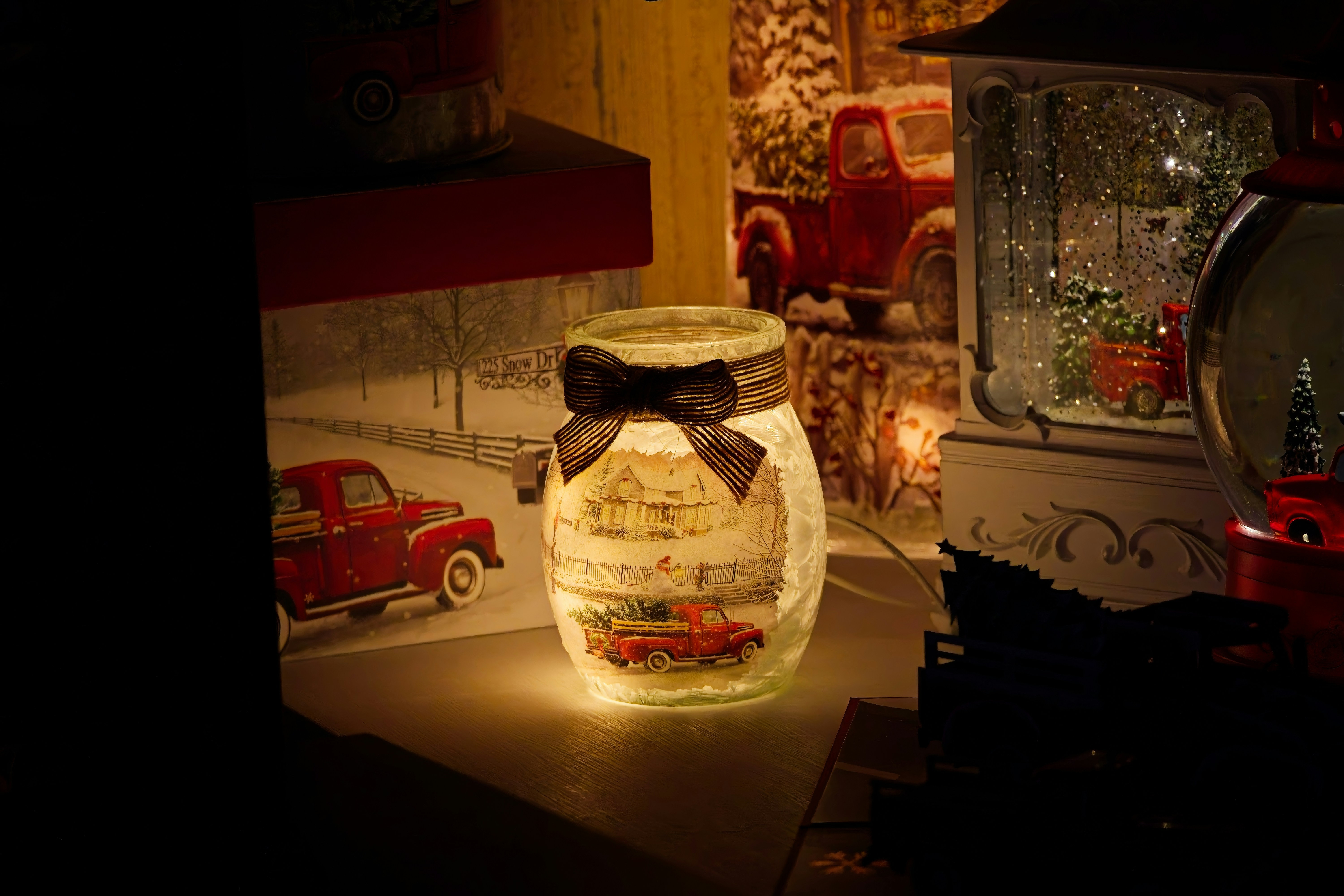 Glowing Mason Jar Amid Tiny Toy Lights