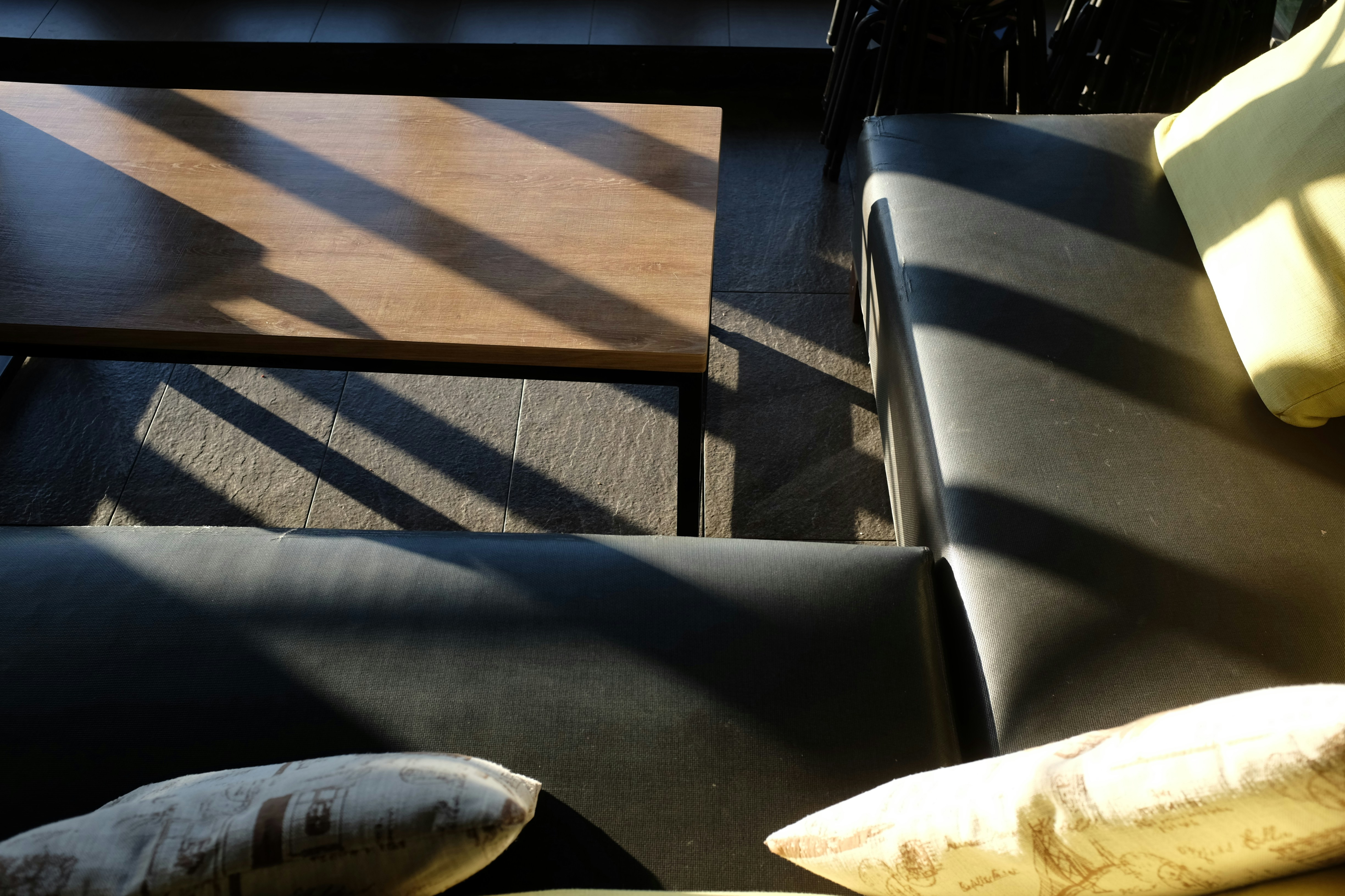 Sunlight Slats with Shadowed Seating