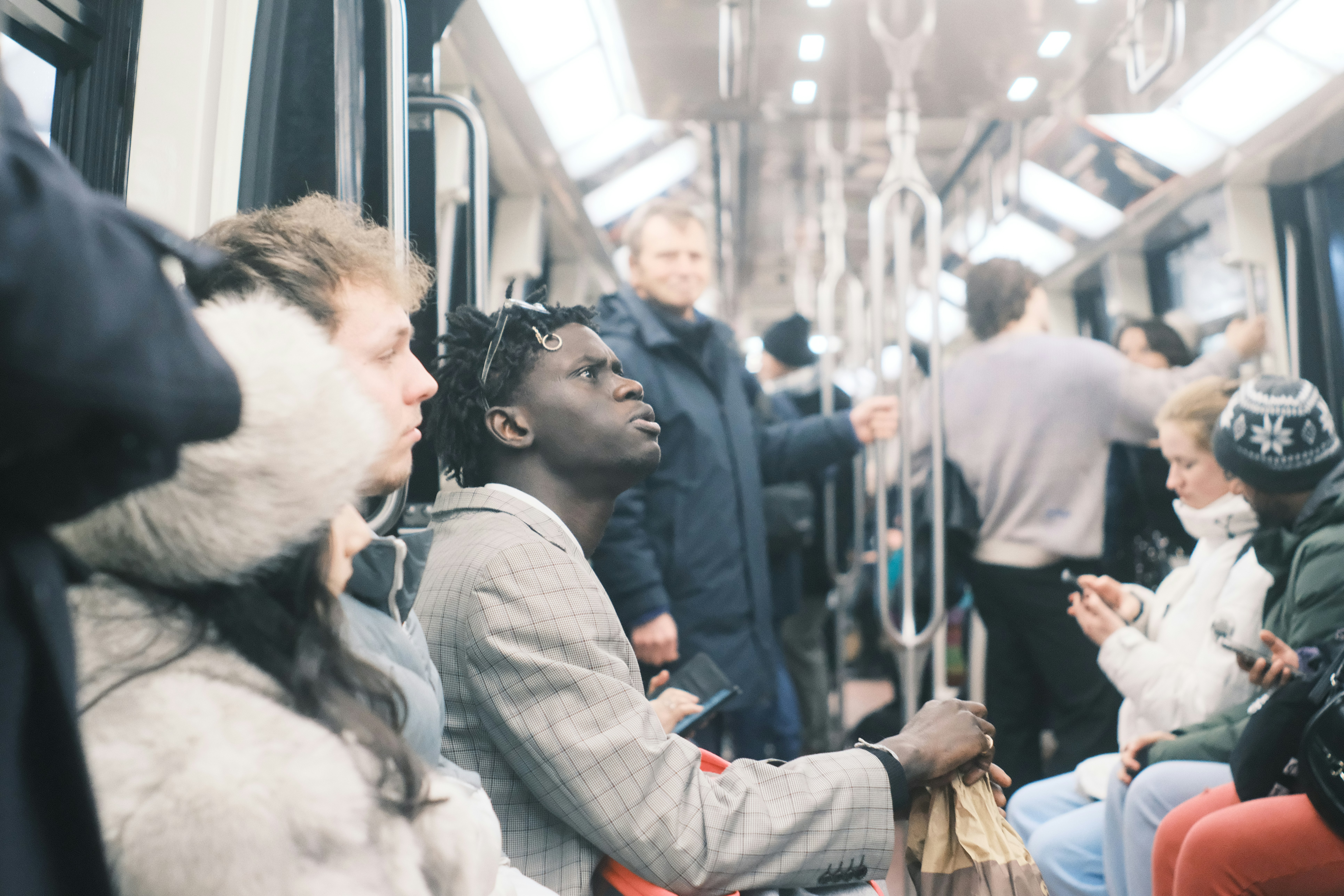 Mid-rush Portrait on a City Subway