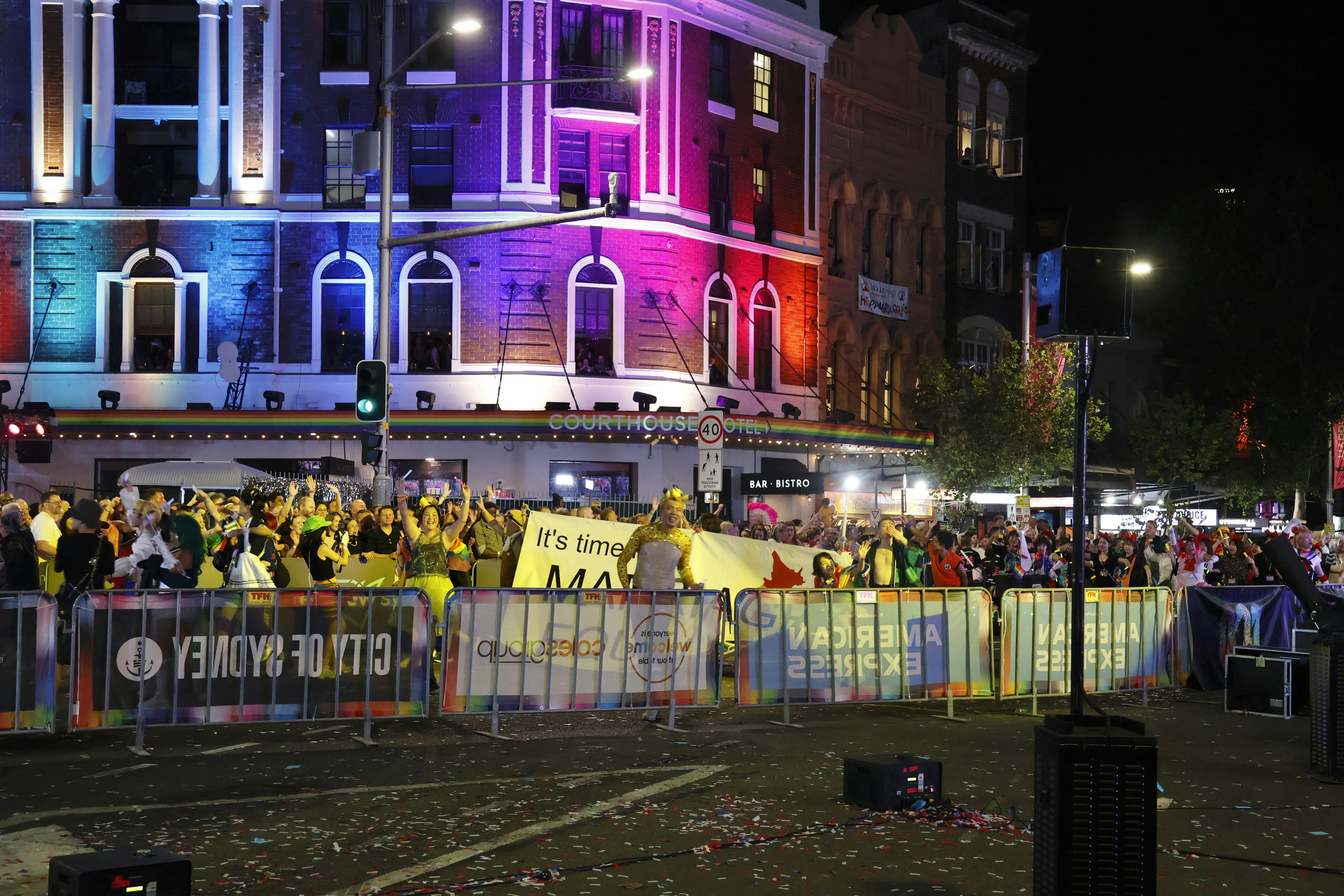 Nightcrowd Collage: Neon Facades and a Street Festival