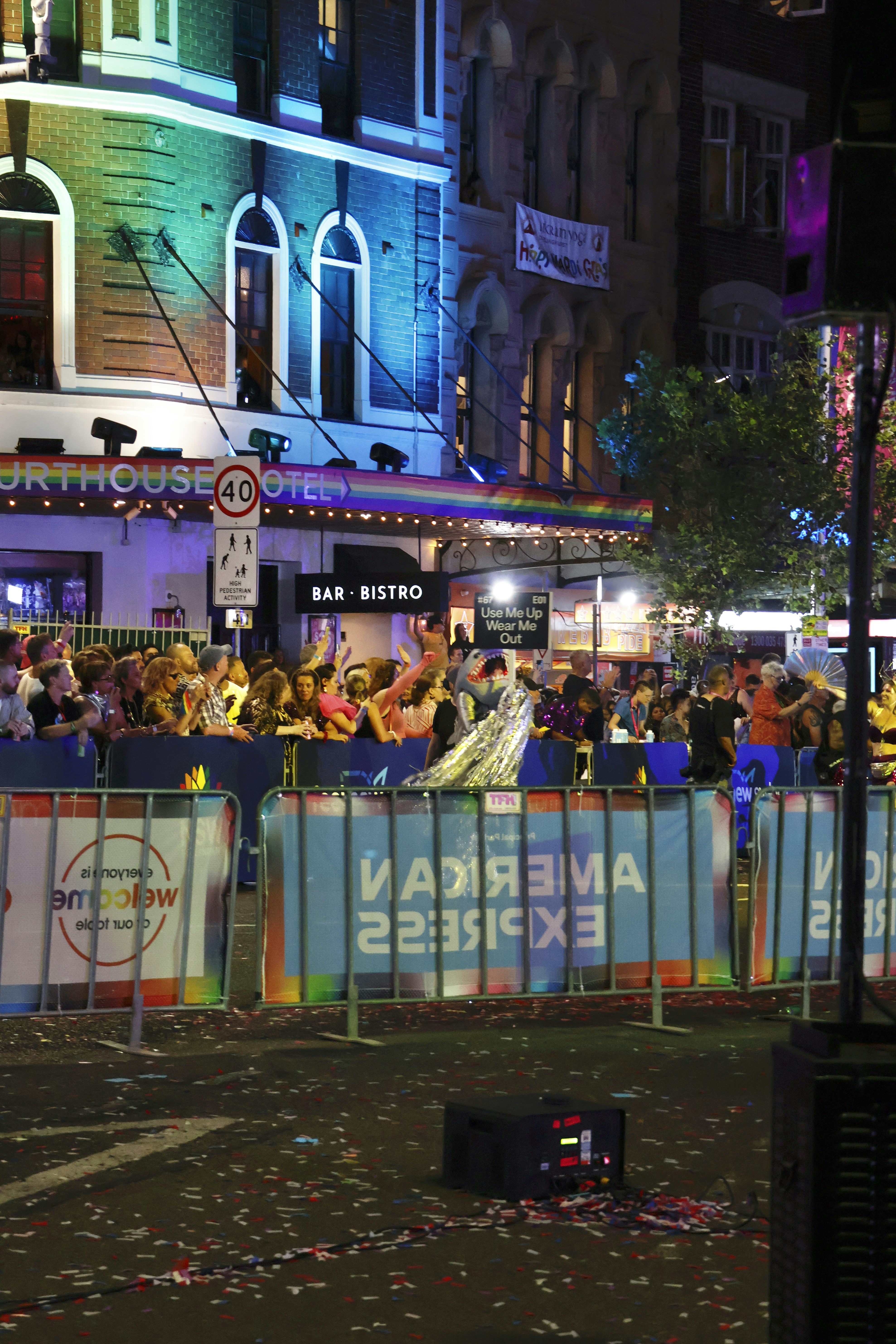 Neon Nightfront: A Riot of Color at the Pride Parade Bar