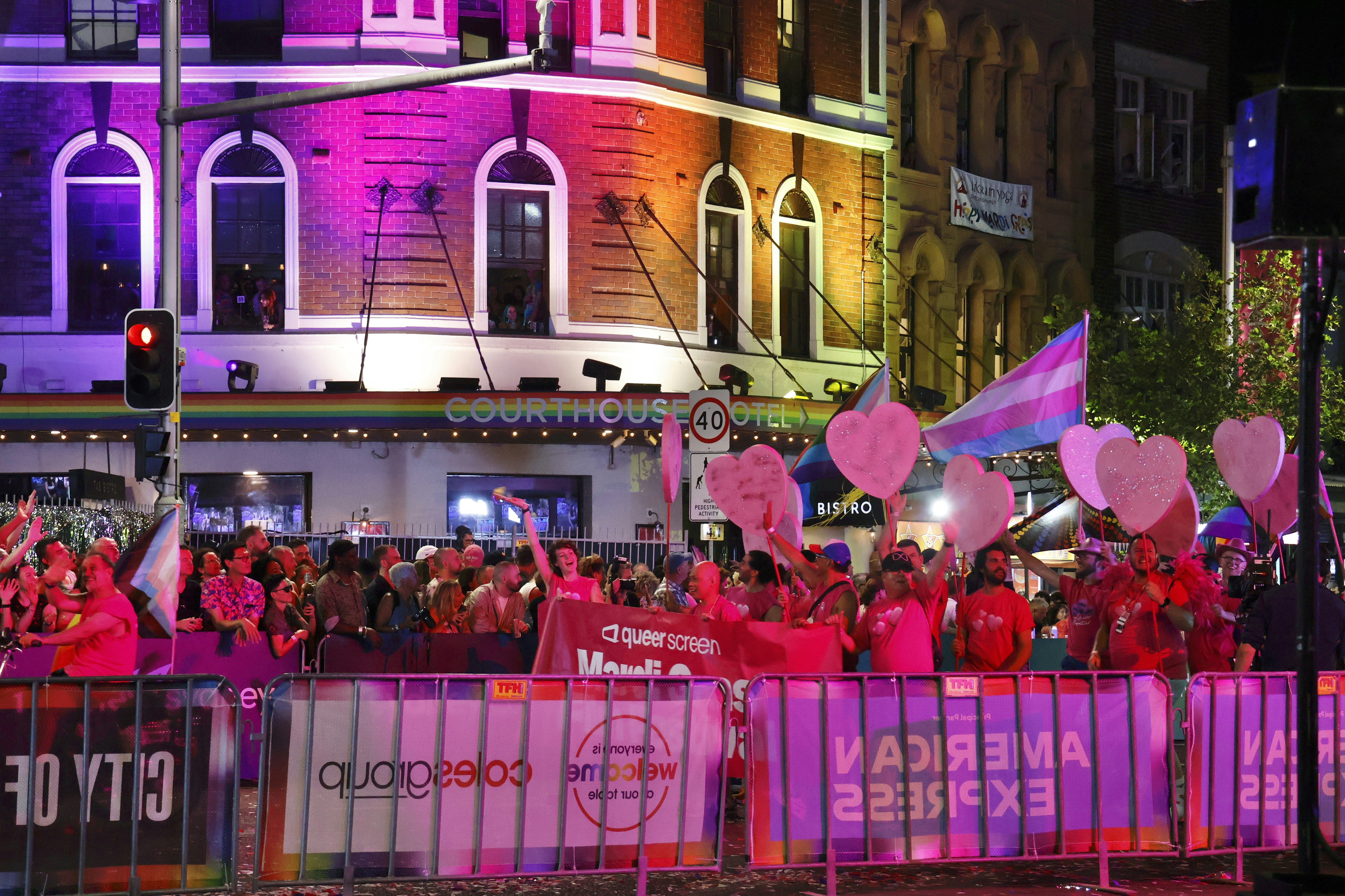 Neon Parade: A Sea of Pink Hearts Illuminates the Night