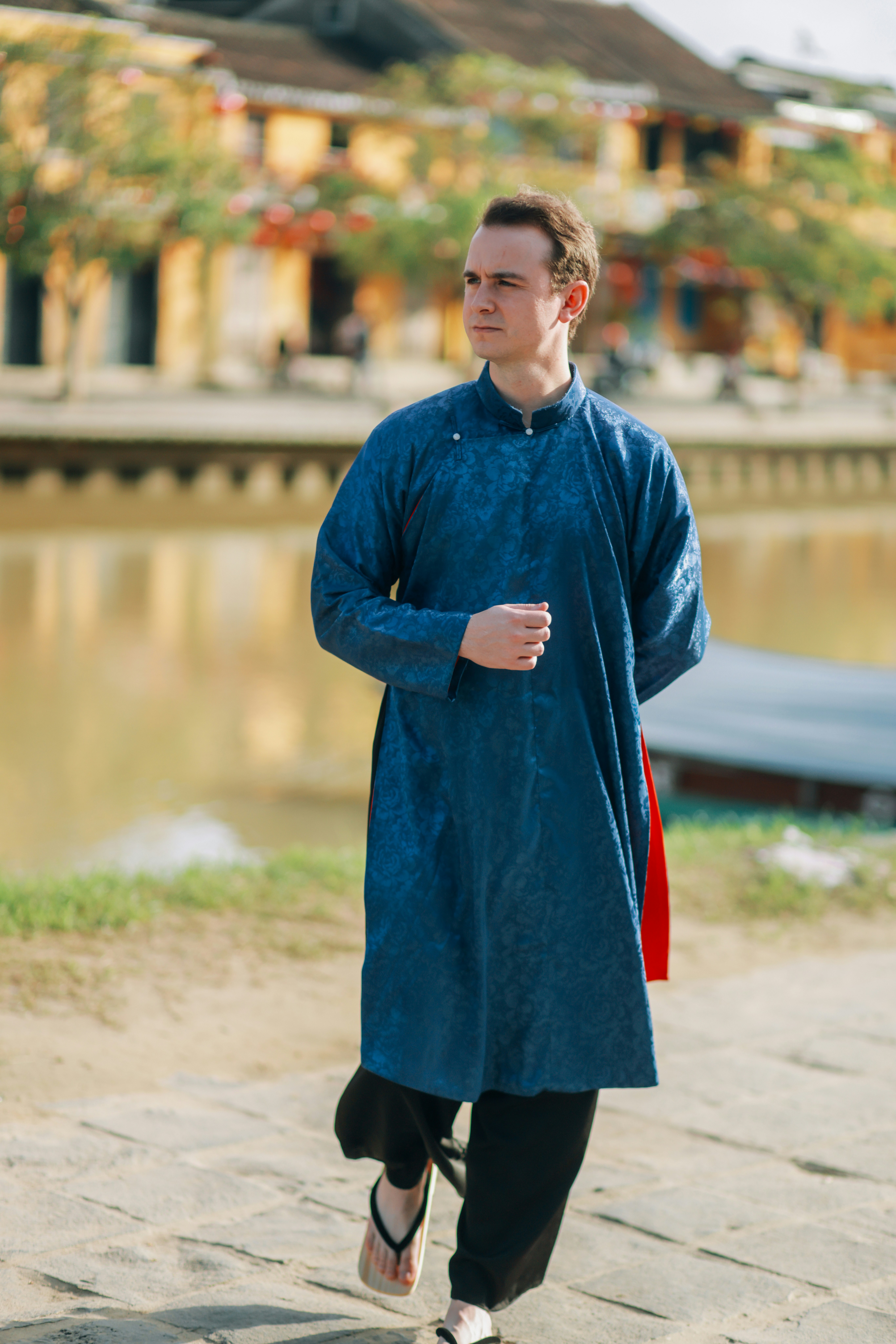 Blue-Cerulean Garb in a Gentle Riverside stroll