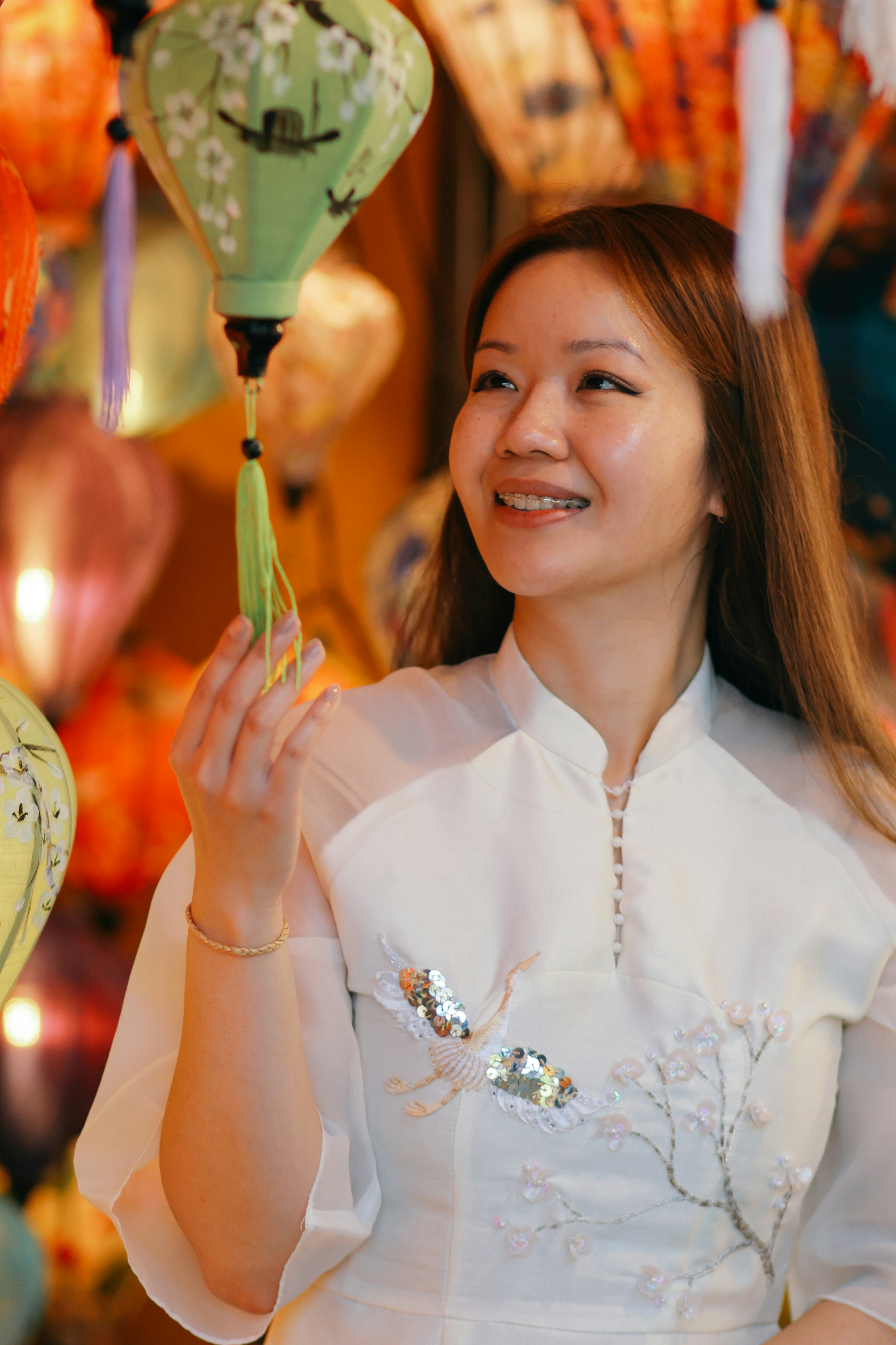 Warm Lanterns and a Gentle Smile: Lantern Festival Portrait