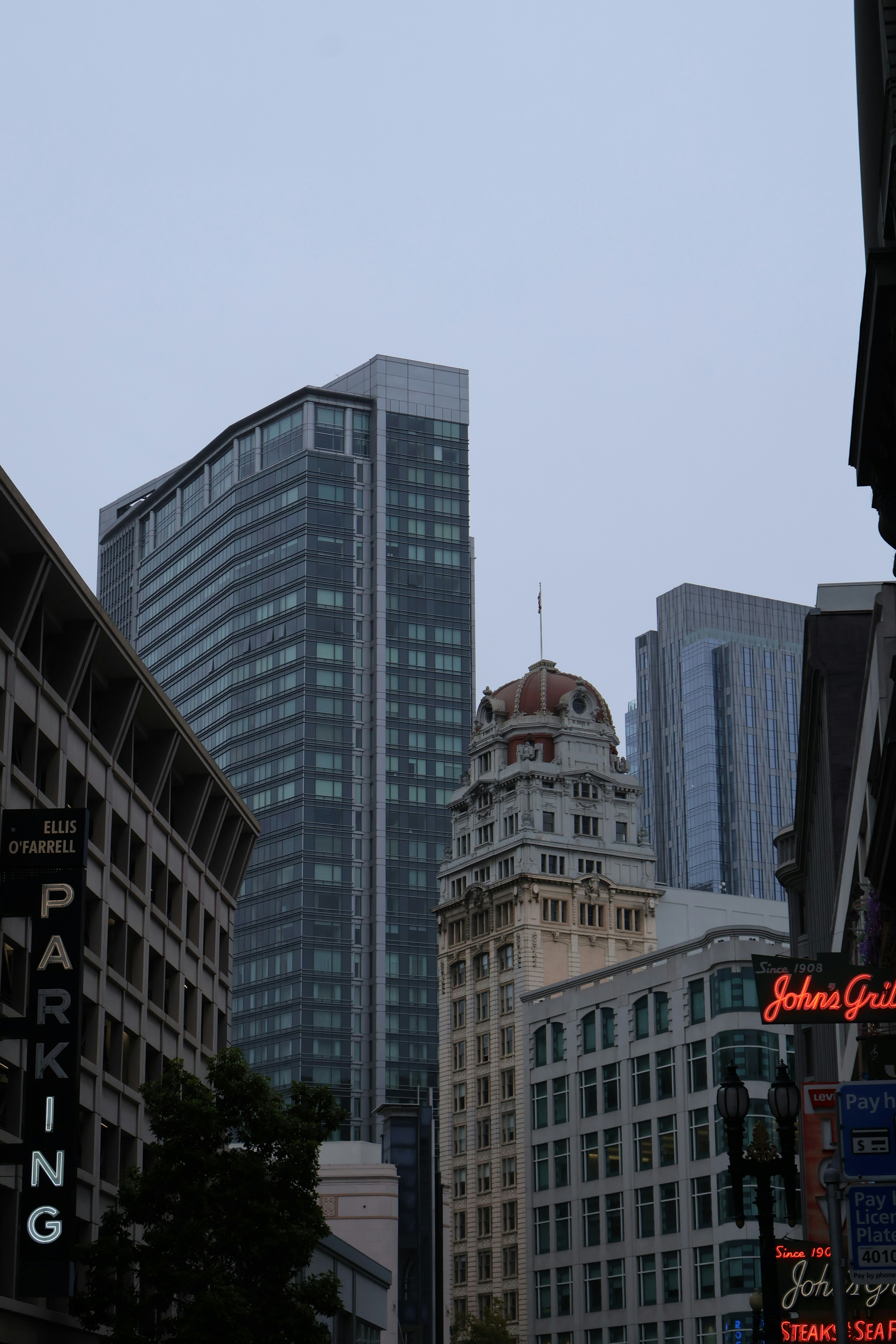City Skyline with Historic Dome Framing a Modern Canyon