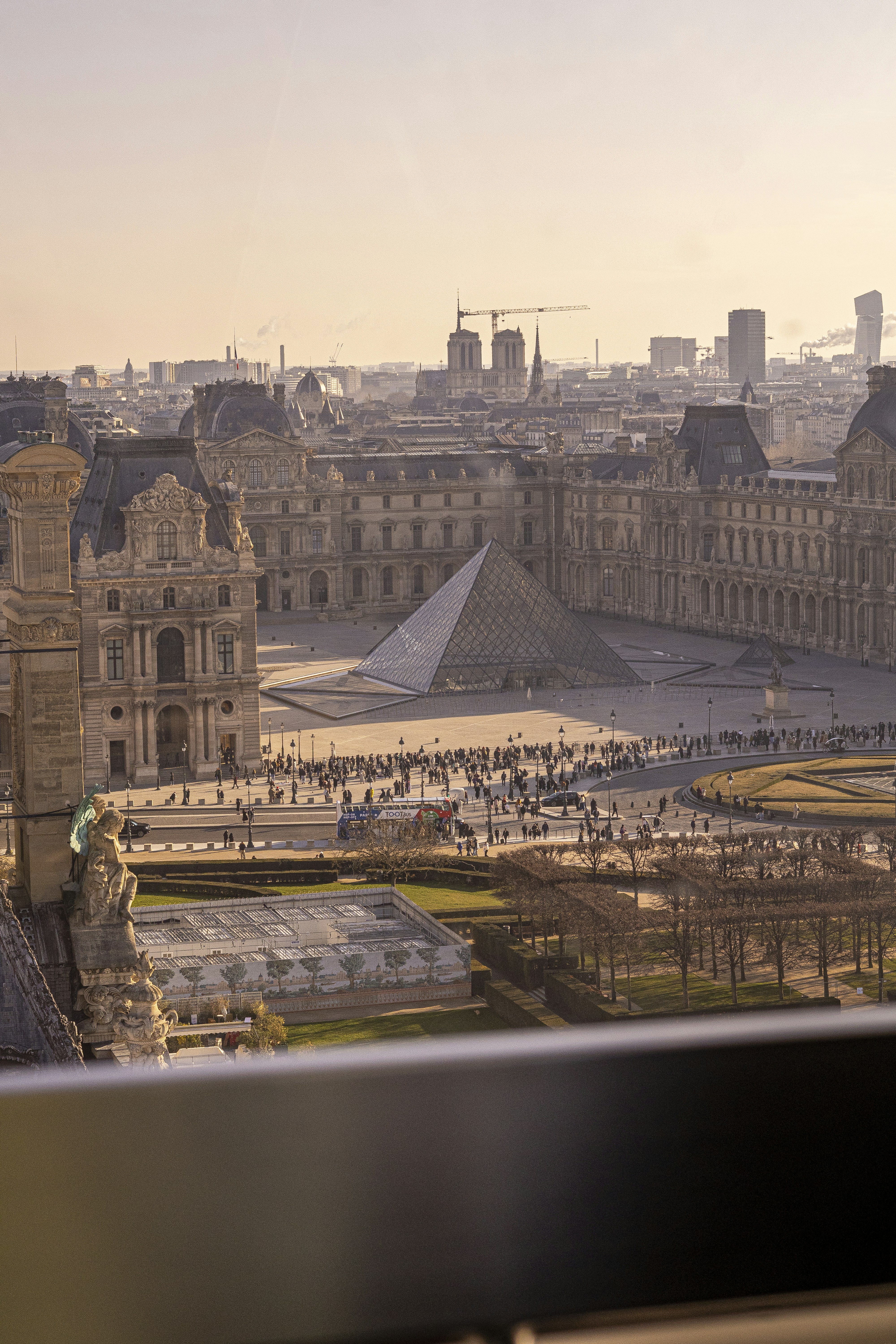 Distant Louvre Courtyard at Golden Hour