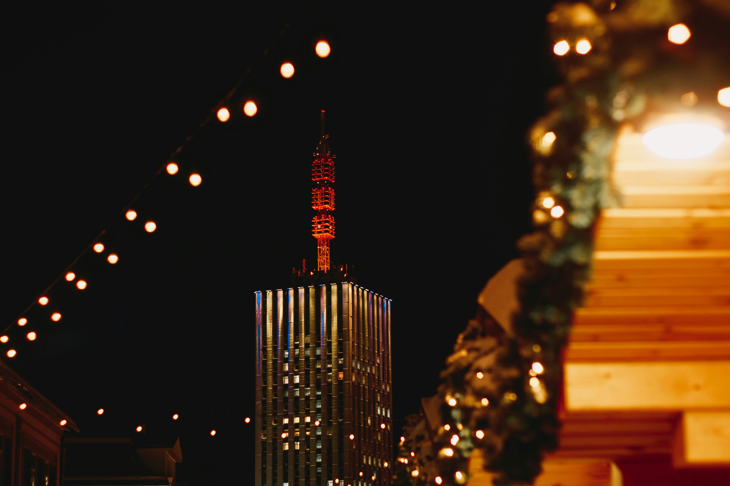 City Lights Under Festooned Night