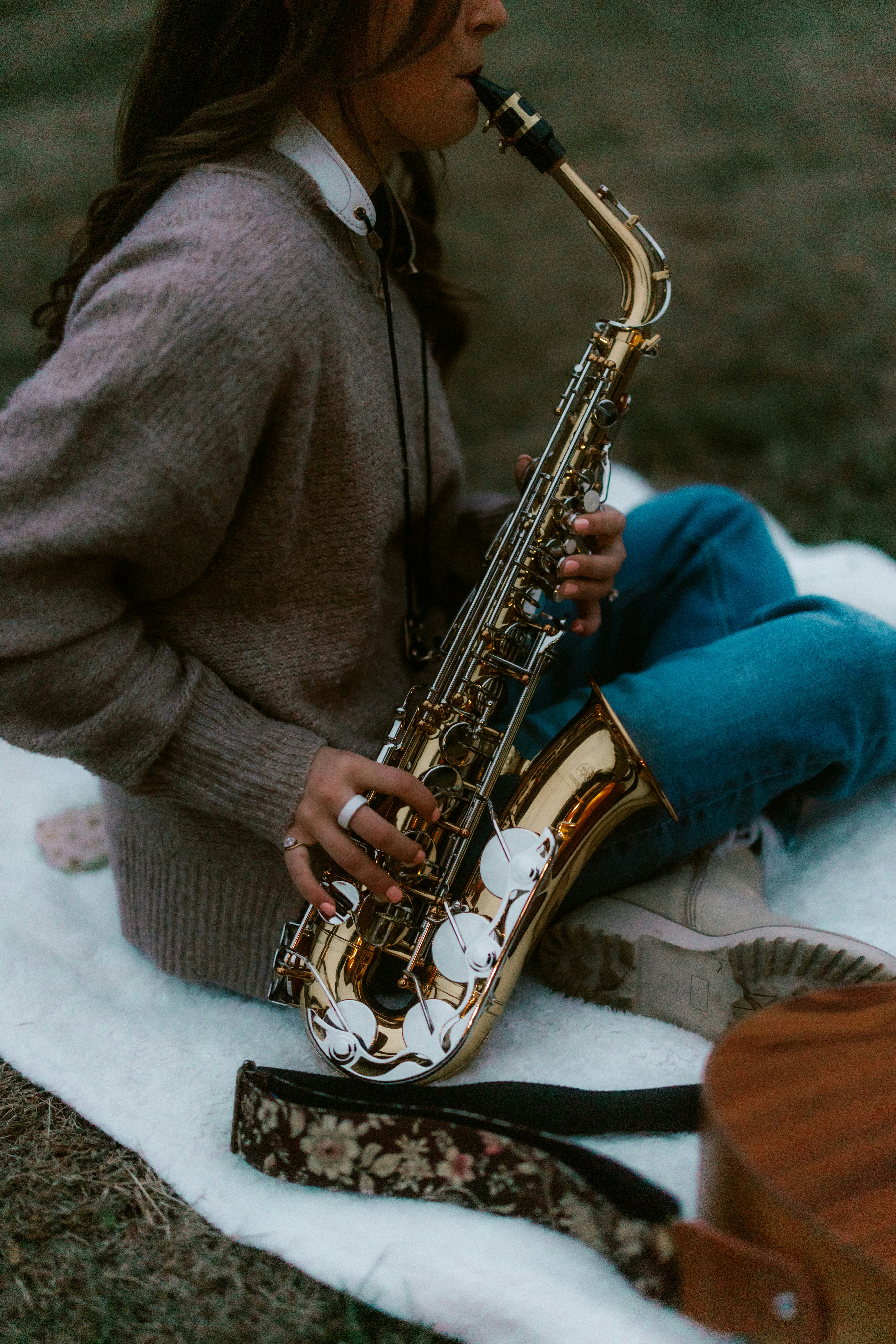 Soft-focus Sax: A Quiet Moment with a Saxophone Out in the Grass