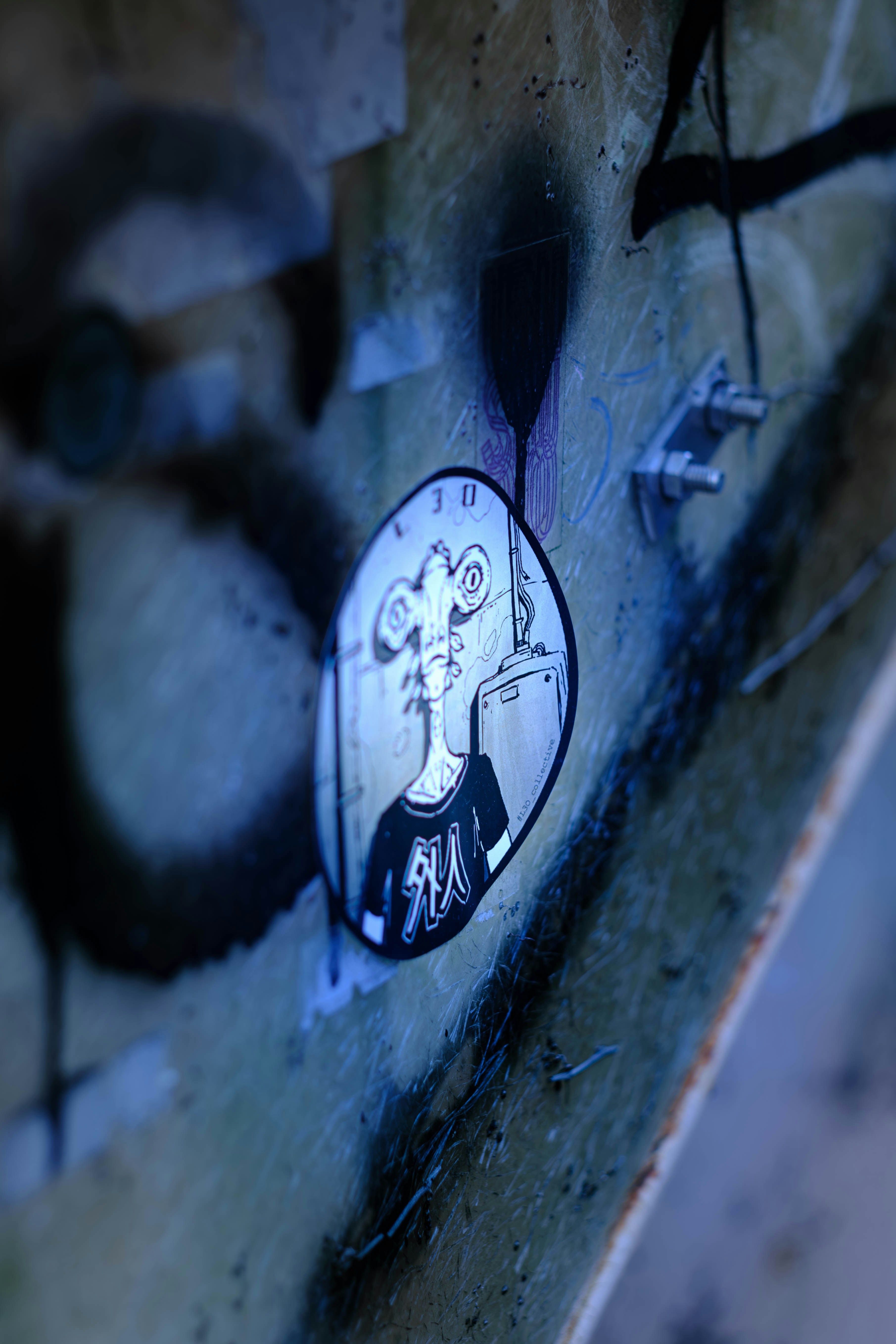 Graffiti Clock Face on Weathered Wall: A Quiet Portrait of Street Art