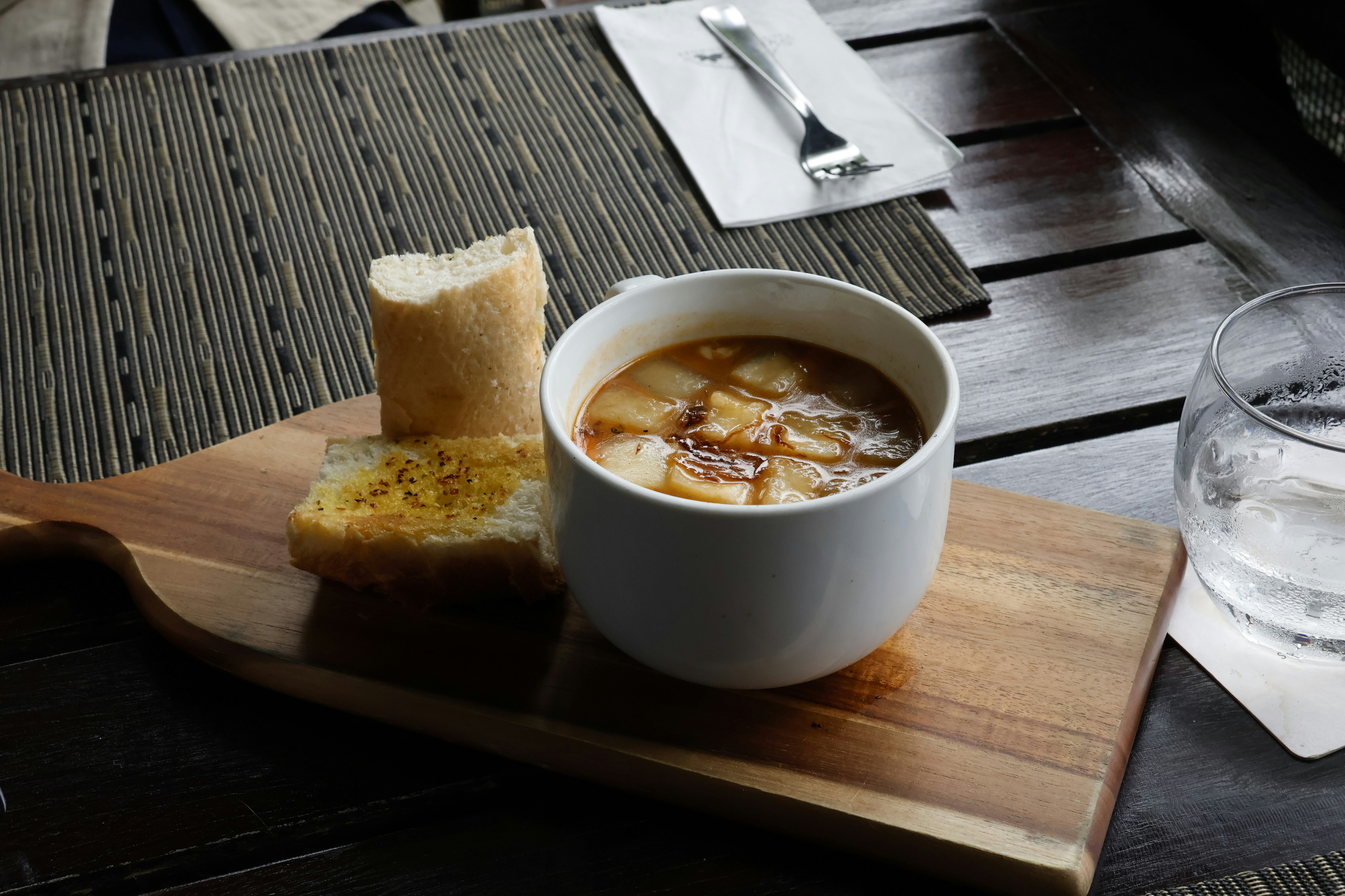 Creamy Soup Rendezvous on a Wooden Board