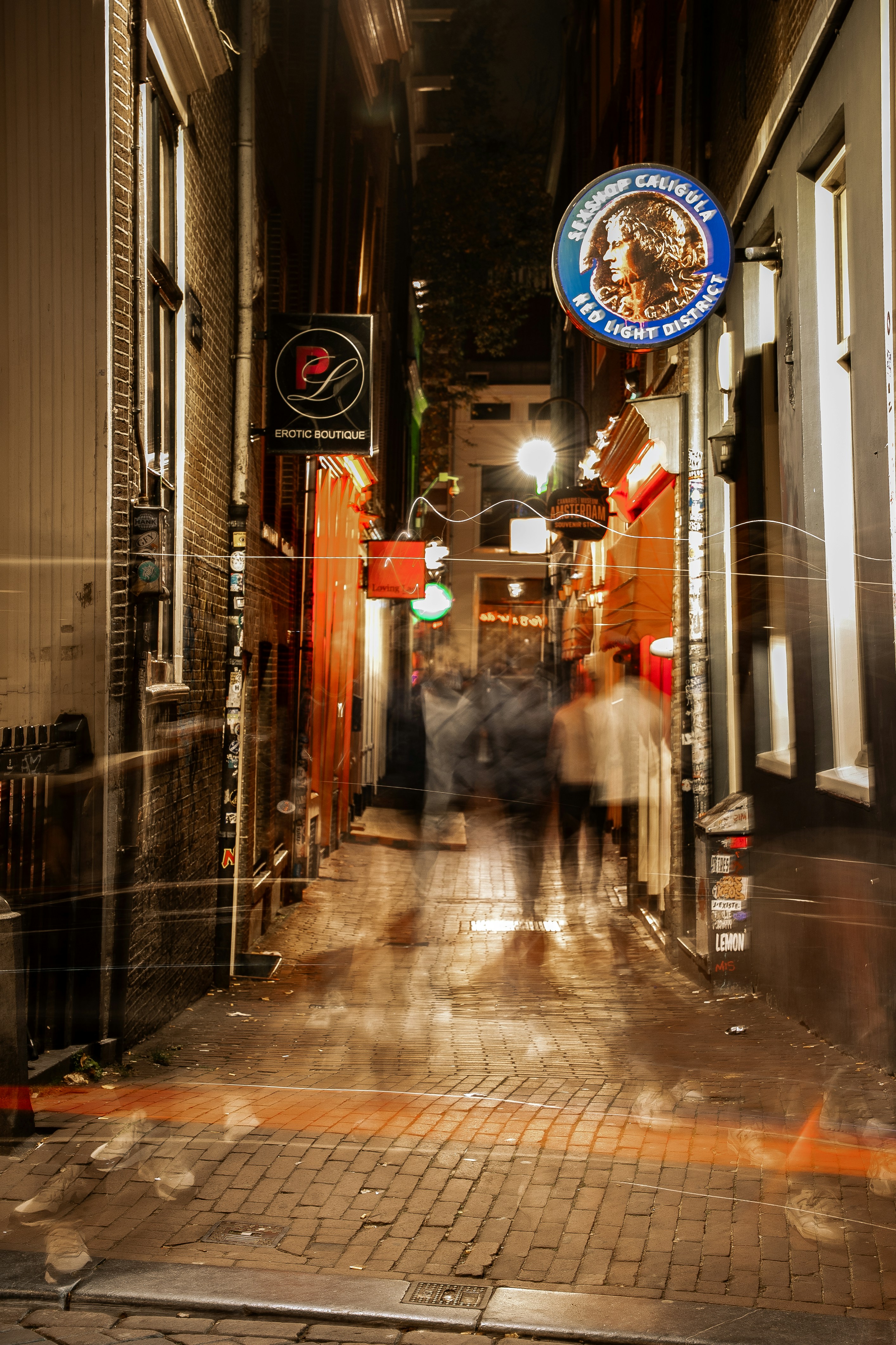 Neon Alley: Ghosts in the Night at a Summer-Lit Passage